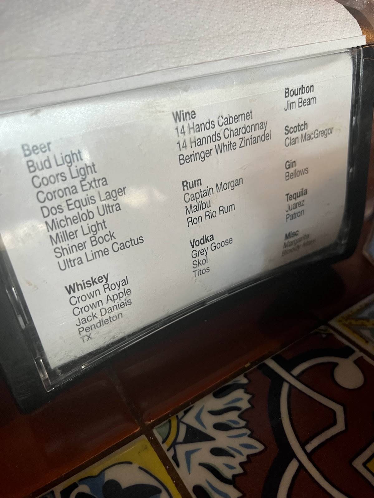 Menu at The Big Empty Beer & BBQ, Seymour