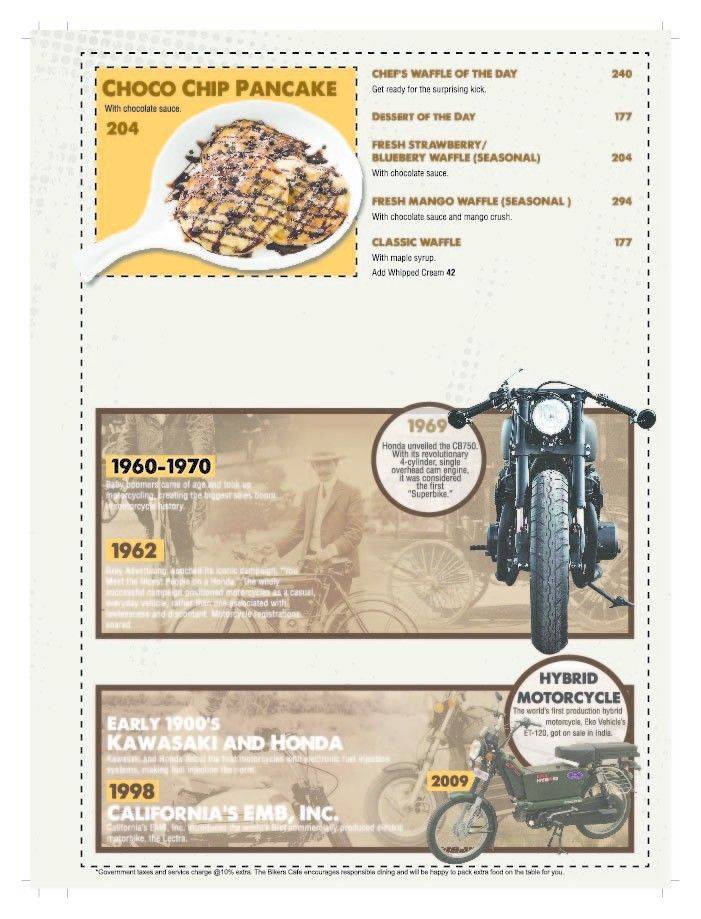 Menu at The Bikers Cafe, Kolkata, Platinum mall