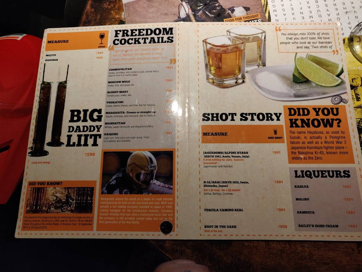 Menu at The Bikers Cafe, Kolkata, Platinum mall