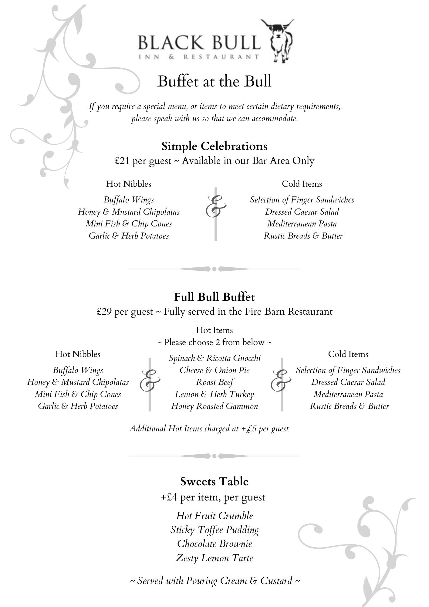 Menu at The Black Bull Inn & Restaurant, Blackburn, Old Langho Rd
