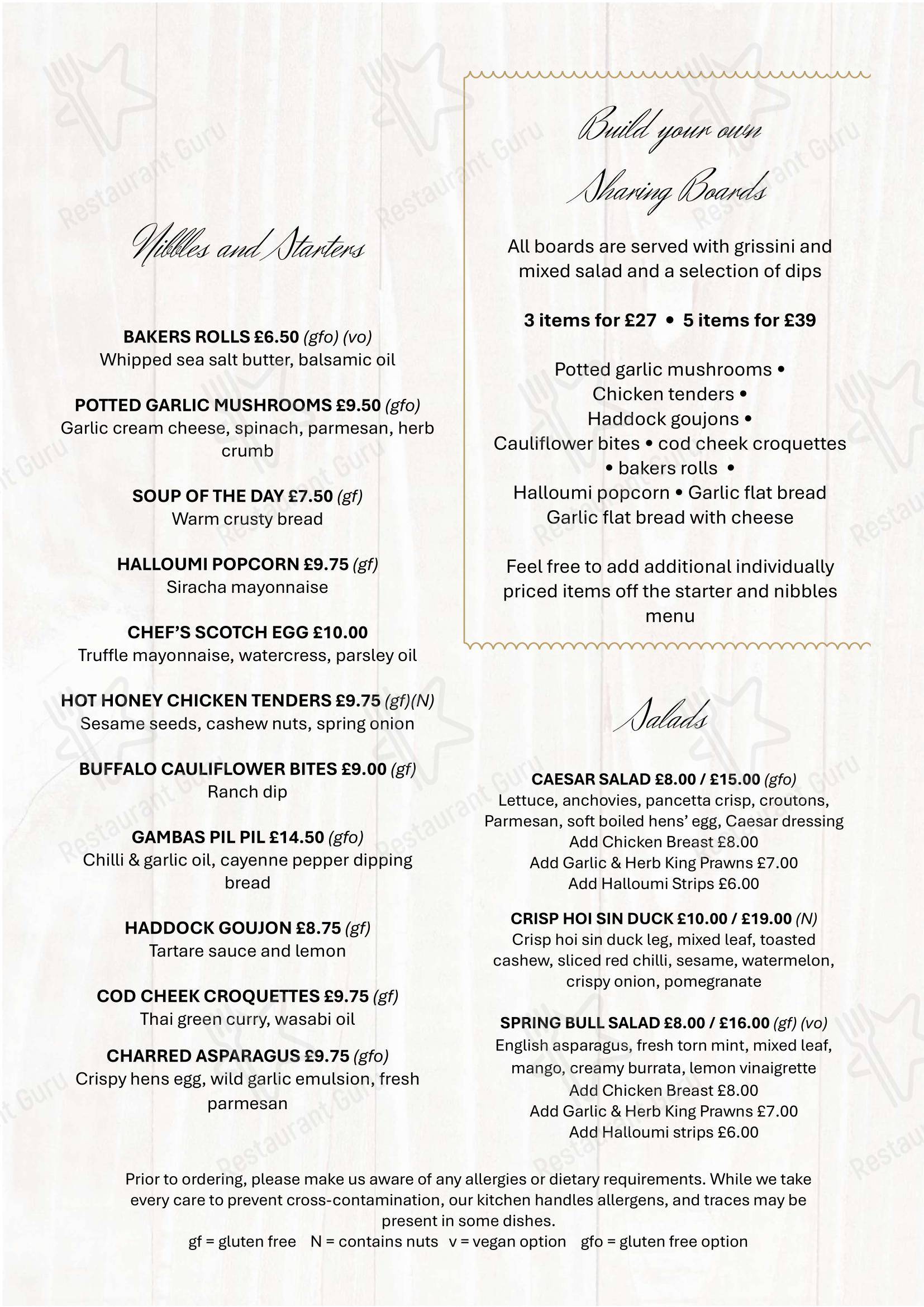 Menu at The Black Bull Inn & Restaurant, Blackburn, Old Langho Rd