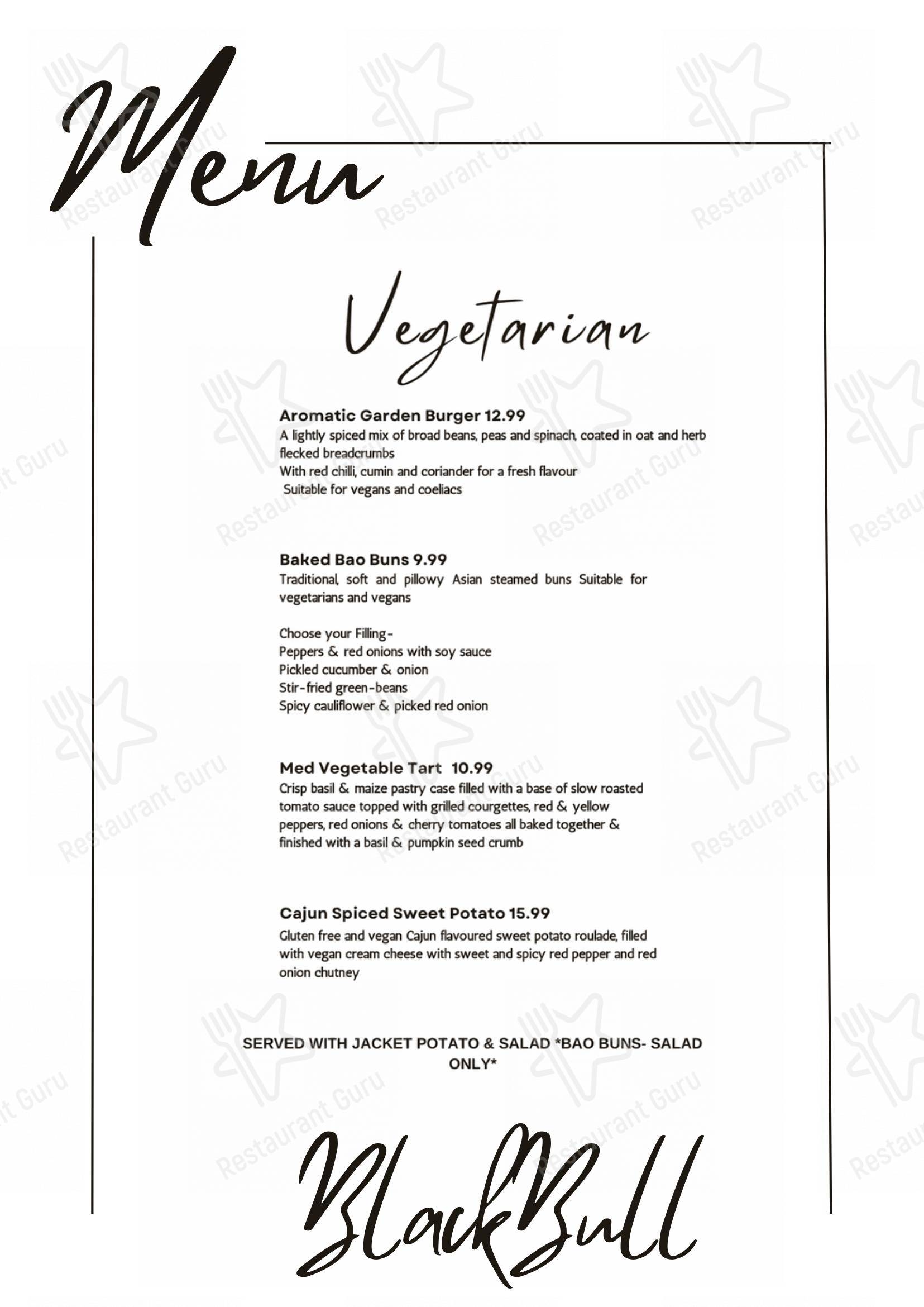 Menu at The Black Bull at Midgley pub & bar, Wakefield