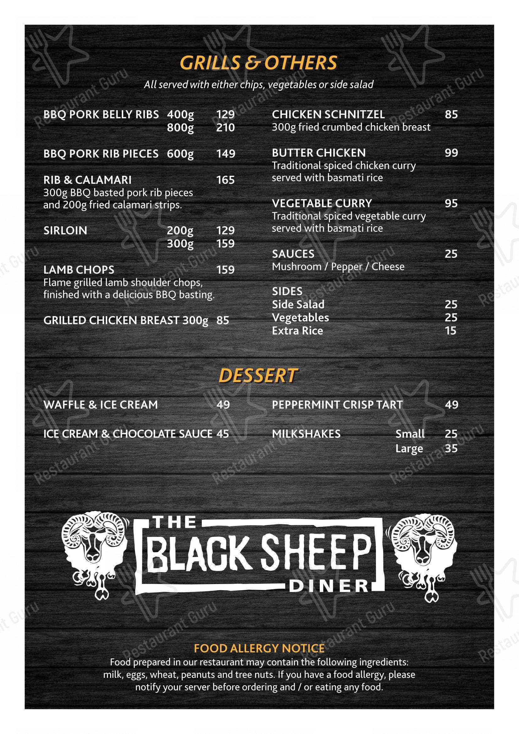 Menu at The Black Sheep Diner restaurant, Caledon