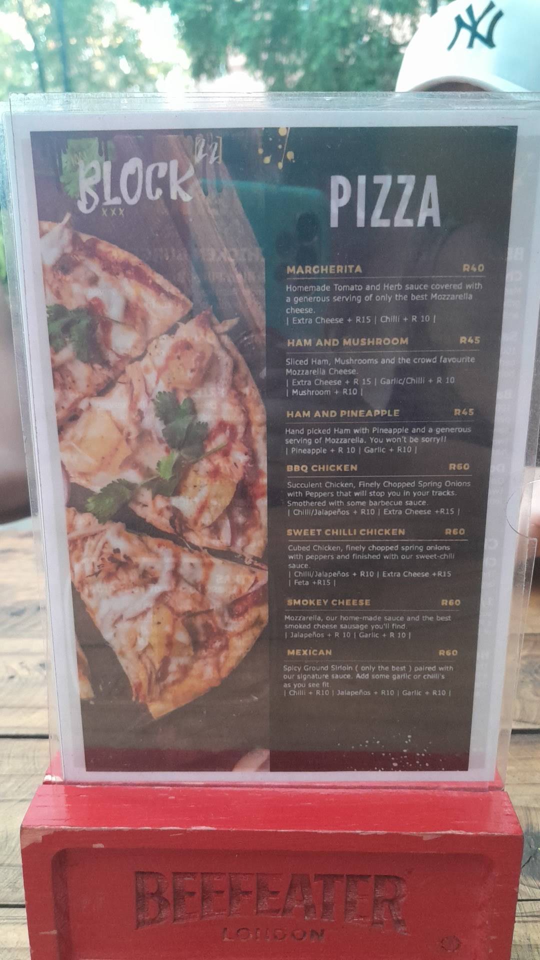 Menu at The Block 22 pub & bar, Pretoria