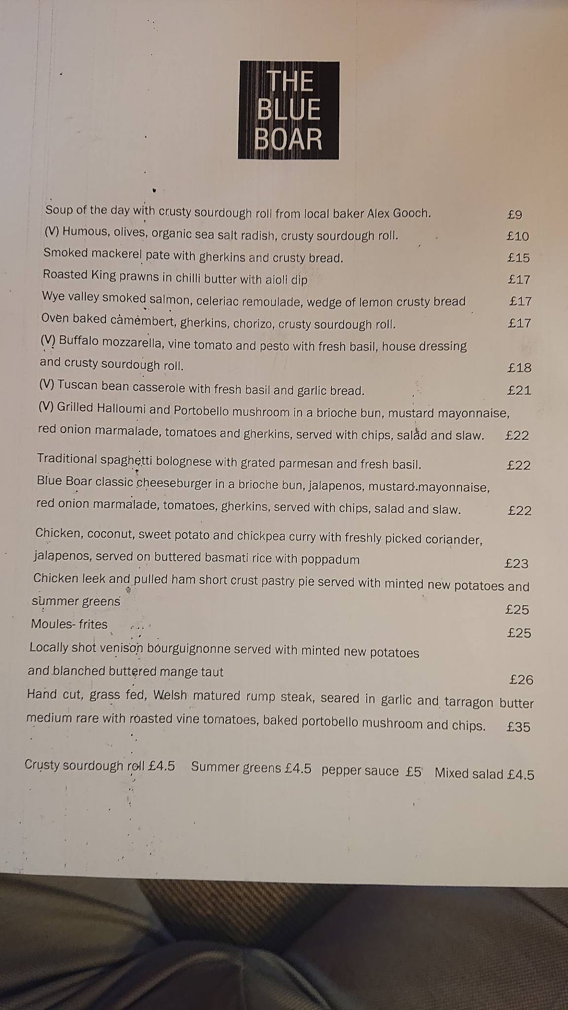 Menu at The Blue Boar pub & bar, Hay-on-Wye, Castle St