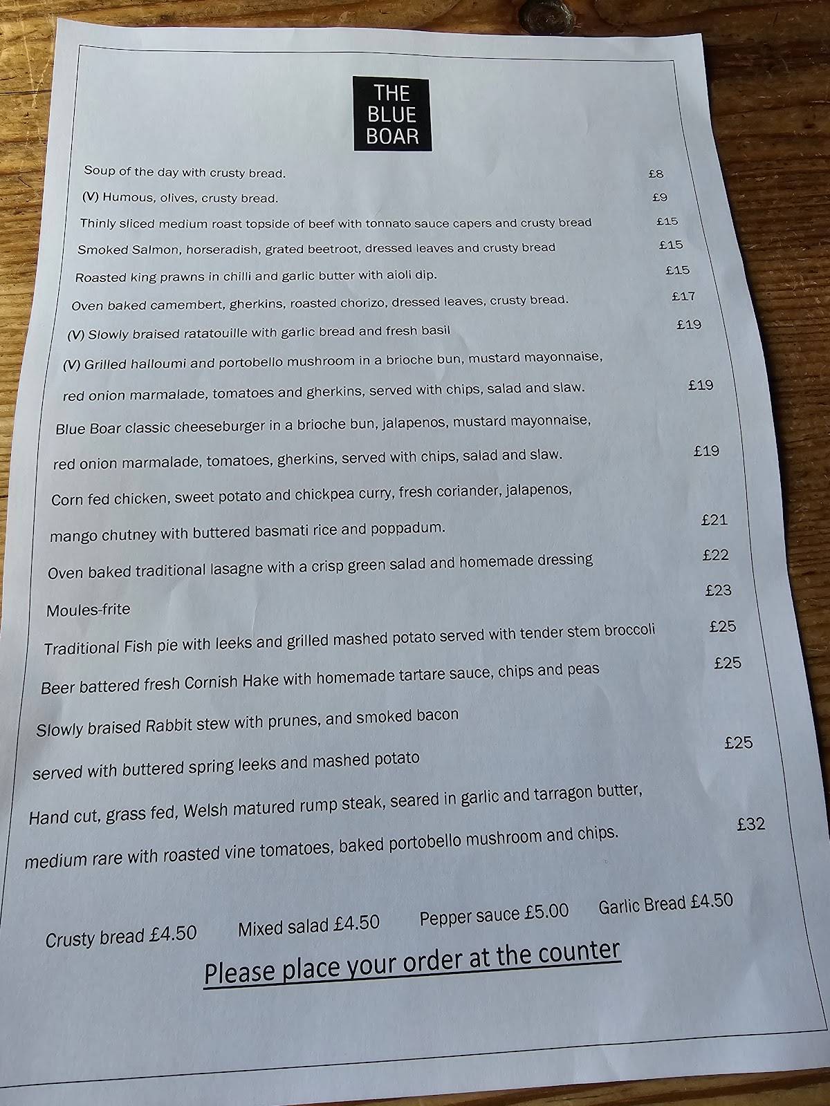 Menu at The Blue Boar pub & bar, Hay-on-Wye, Castle St