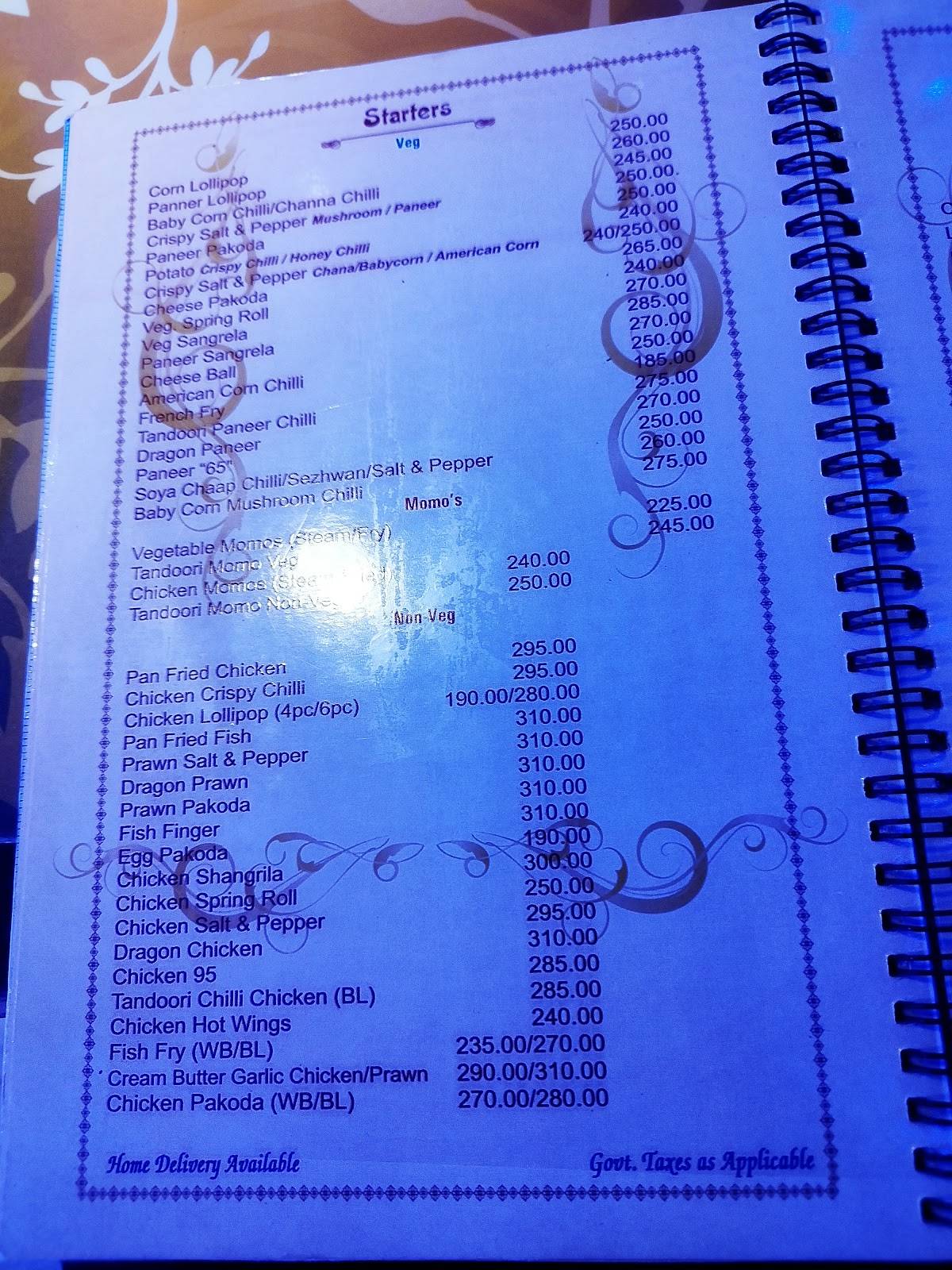 Menu at The Blue Diamond Restaurant, Jamshedpur, 1st Floor