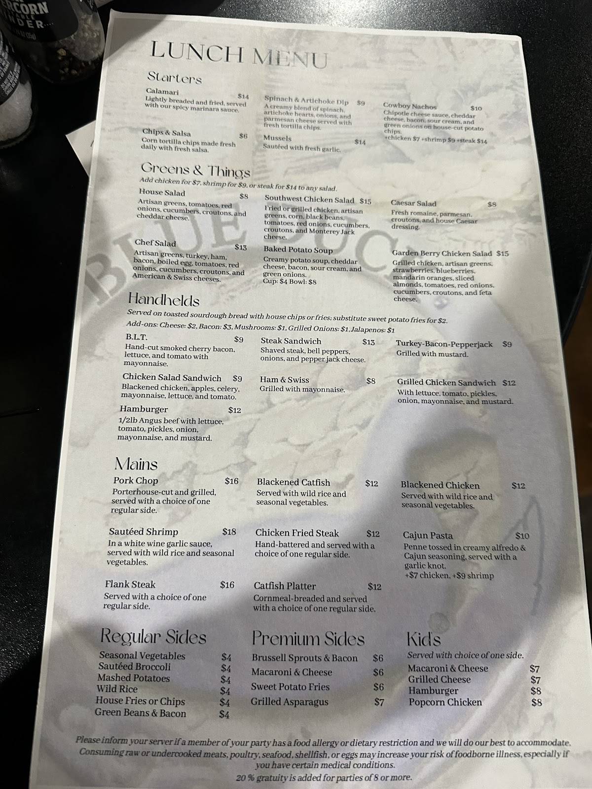 Menu at The Blue Duck Kitchen & Bar, Livingston