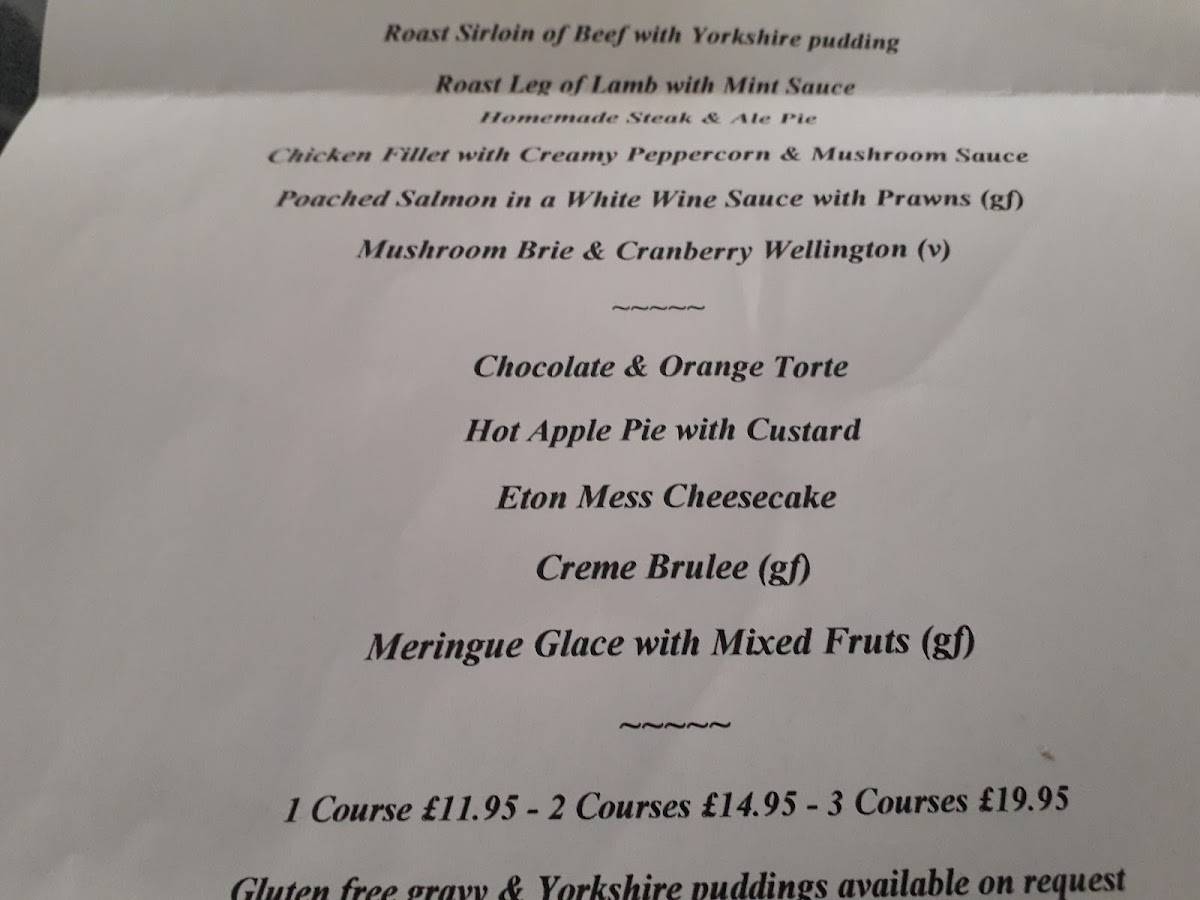 Menu at The Bluebell Inn pub & bar, Belper