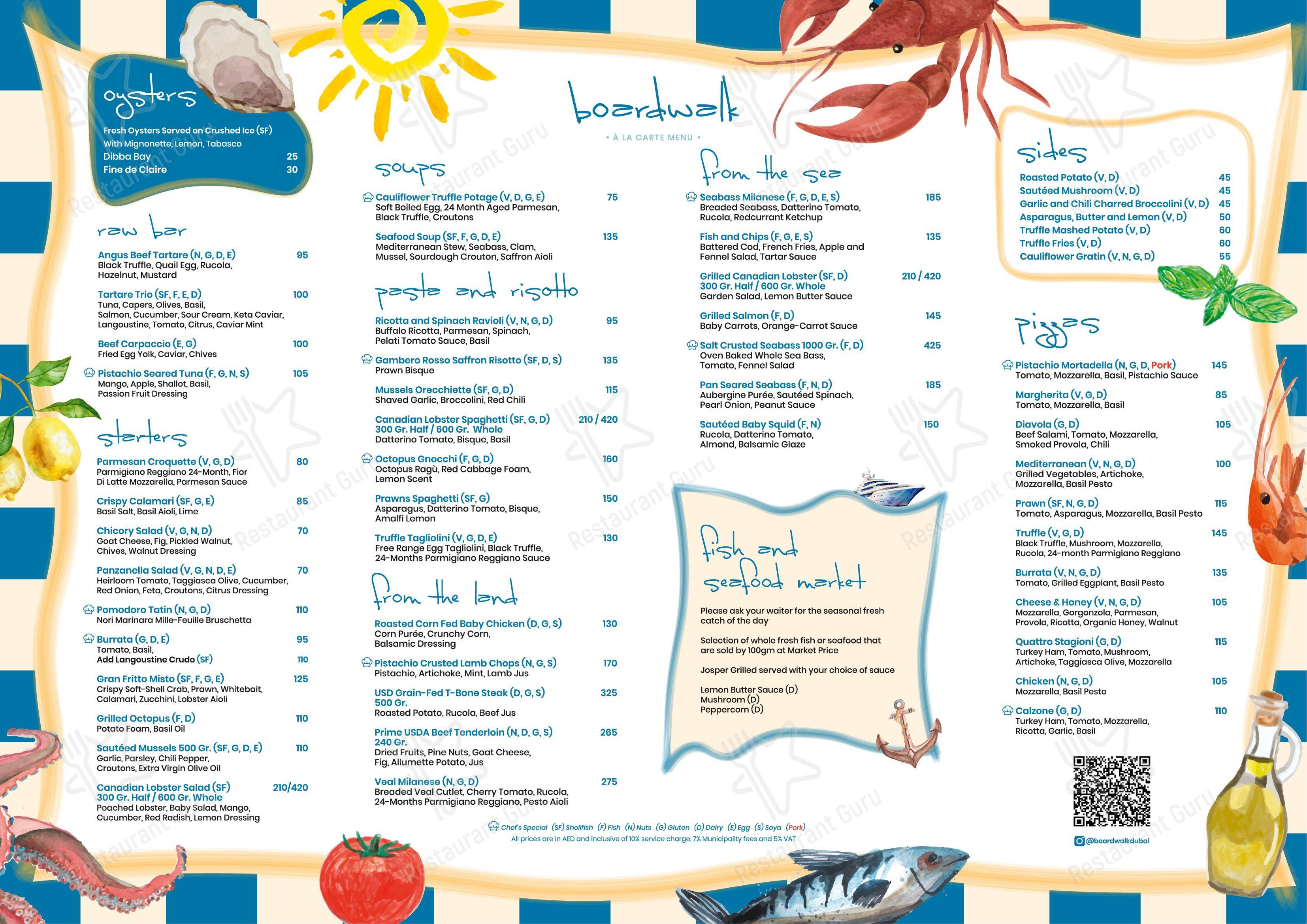 Menu at Boardwalk restaurant, Dubai, Dubai Creek Resort