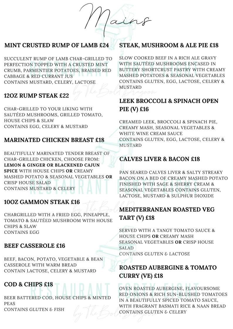 Menu at The Bold Dragoon & Restaurant 48, Northampton