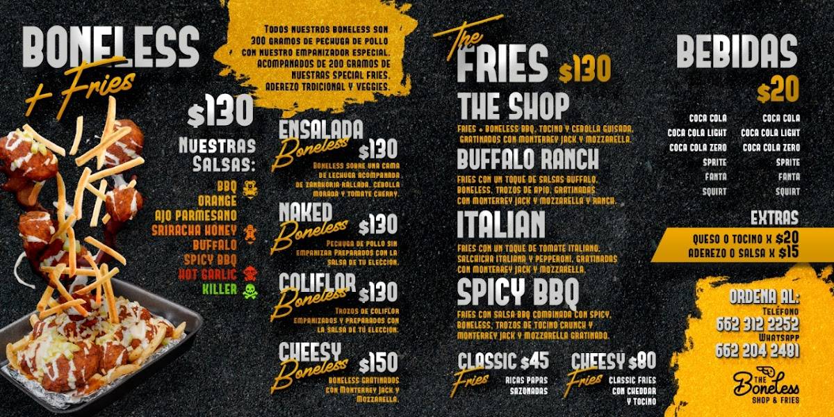 Menu at The Boneless Shop restaurant, Hermosillo
