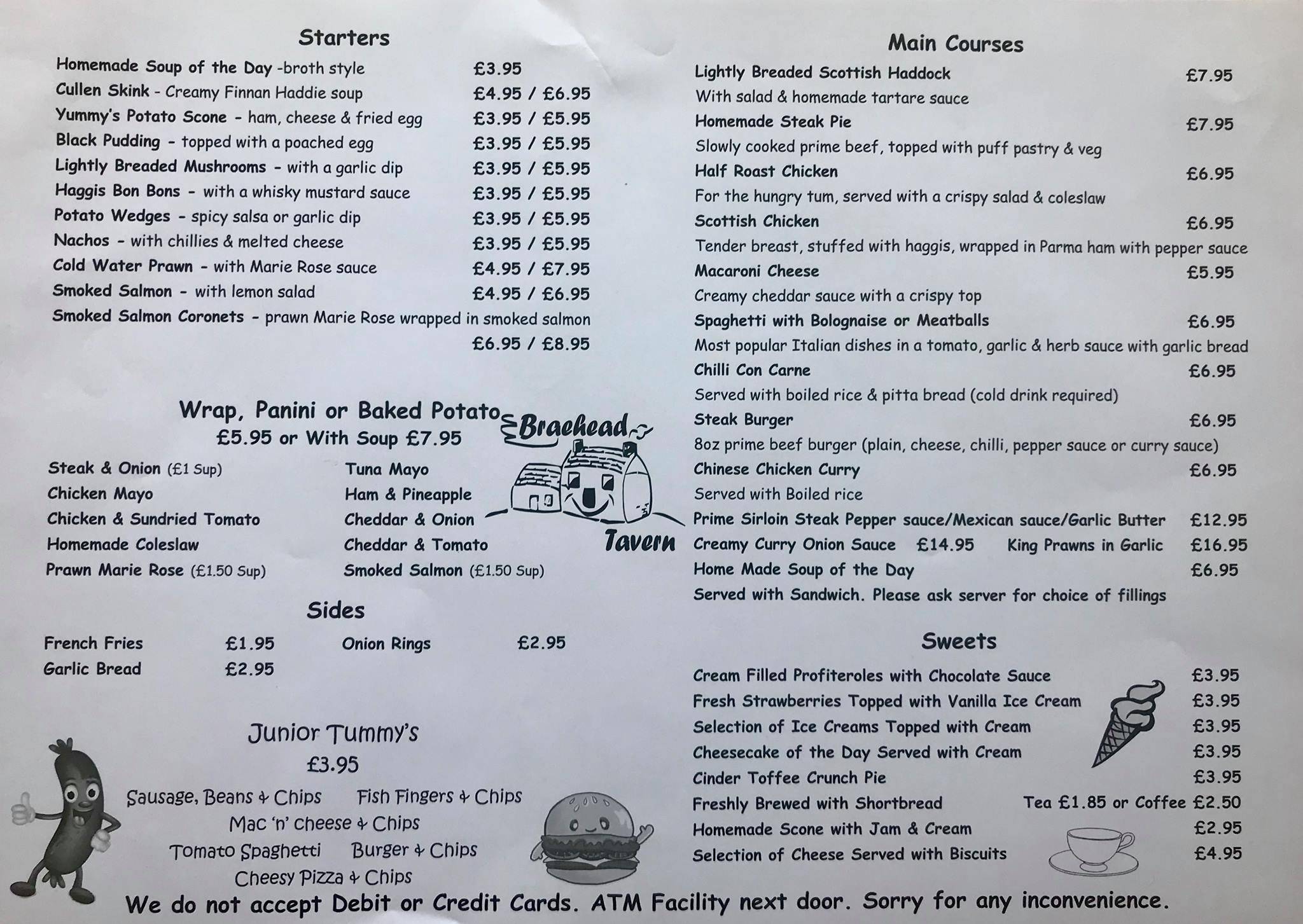 Menu at Braehead Tavern pub & bar, Inchinnan, Greenock Road