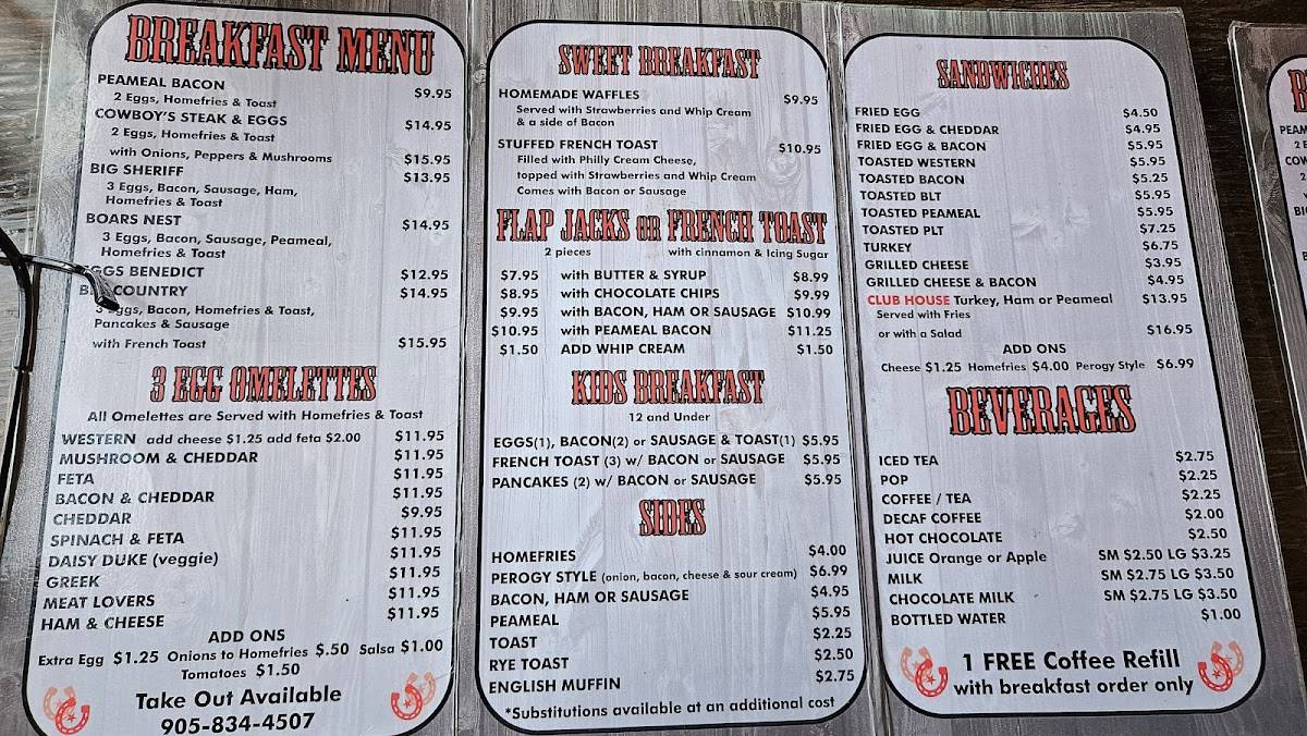 Menu at The Breakfast Barn Diner, Port Colborne