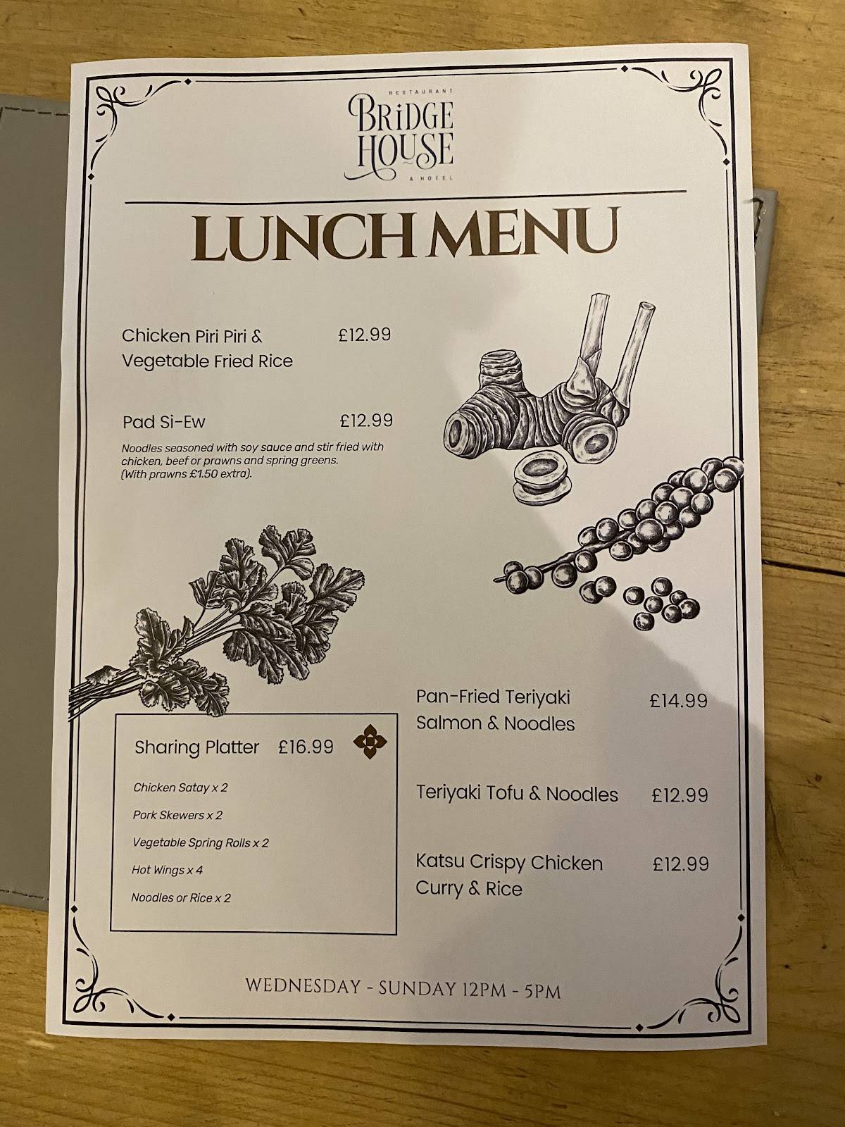Menu at The Bridge House Hotel & Restaurant, Oakamoor