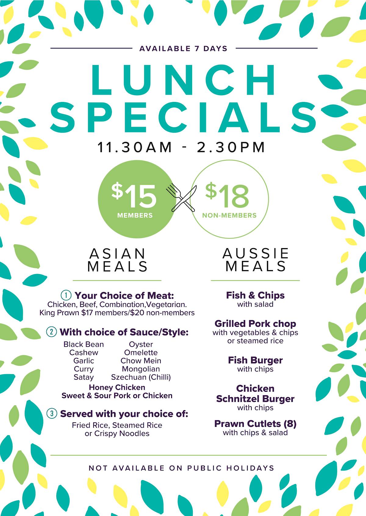 Menu at The Bridgeview Restaurant, Karuah