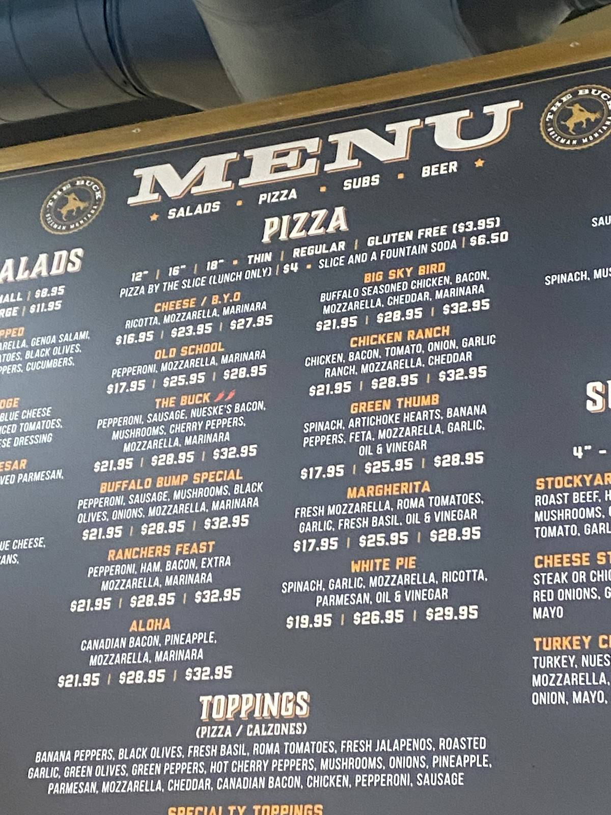 Menu at The Buck pub & bar, Four Corners, Norris Rd