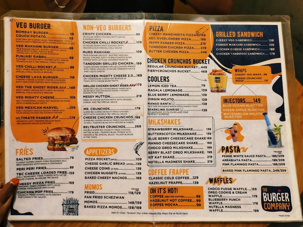Menu at The Burger Company, New Delhi, Jyoti Ngr