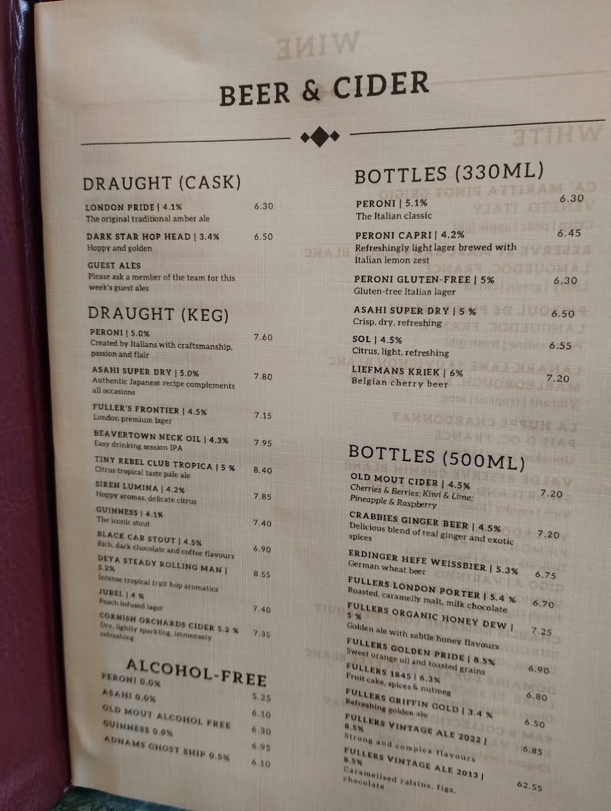 Menu at The Butchers Hook & Cleaver pub & bar, London