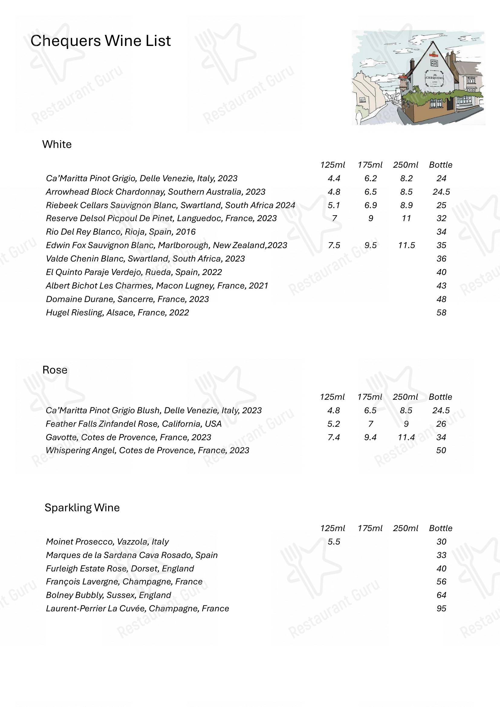 Menu at The Chequers pub & bar, Chipping Norton