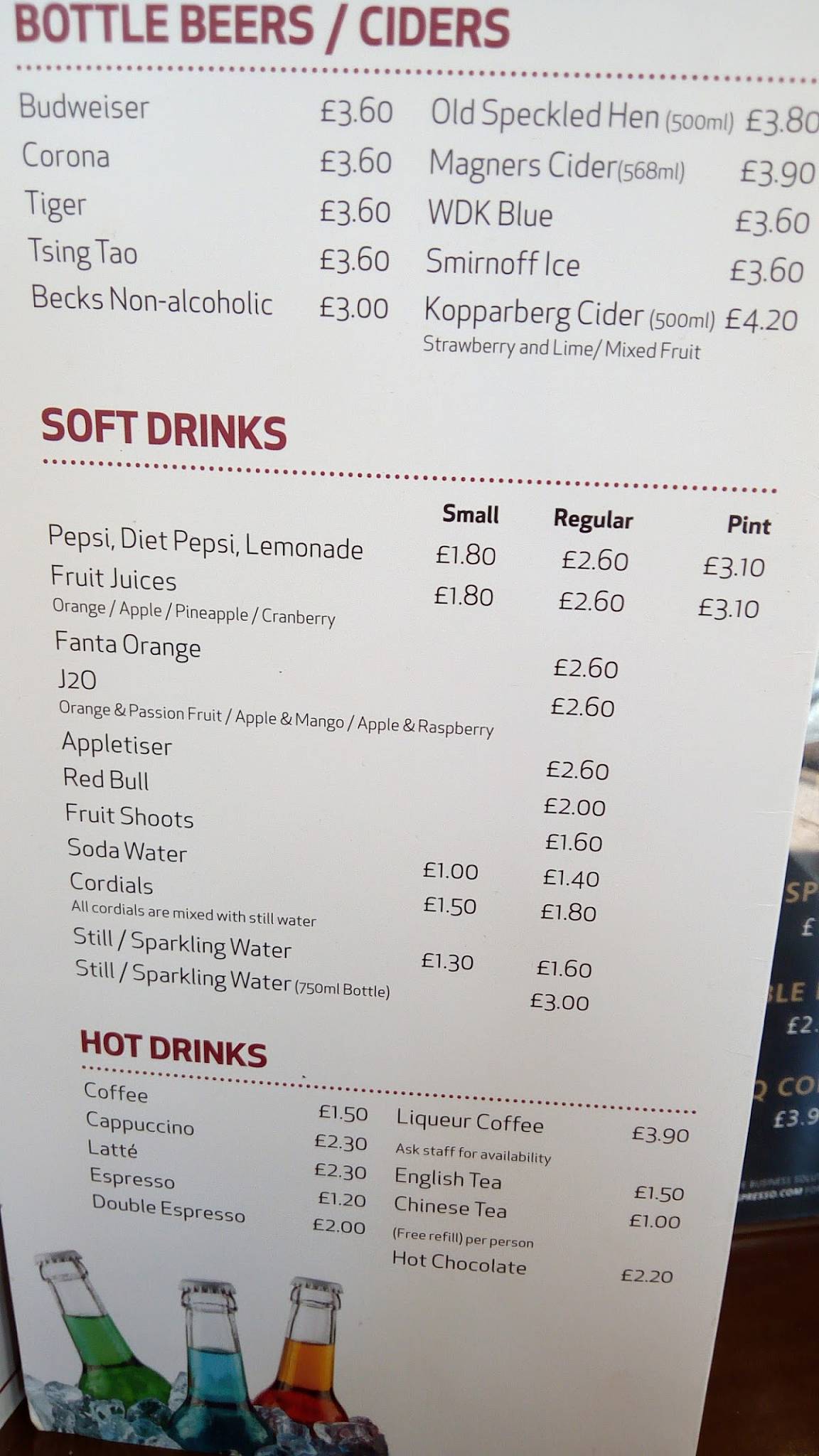 Menu at TCB Bury restaurant, Bury