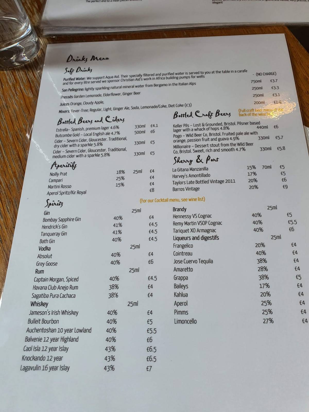 Menu at The Circus Restaurant, Bath