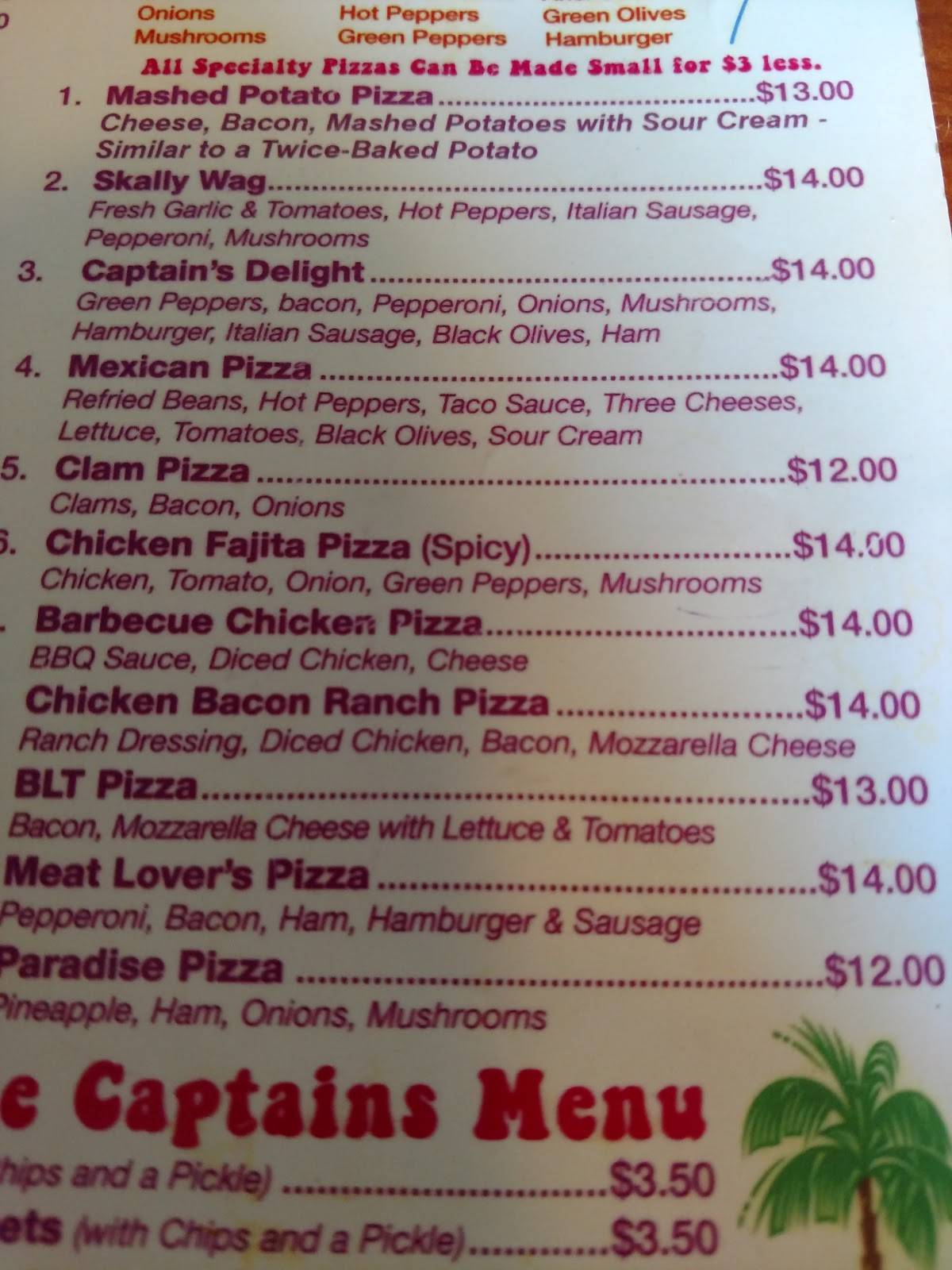 Menu at The Clamdigger pizzeria, Monroe
