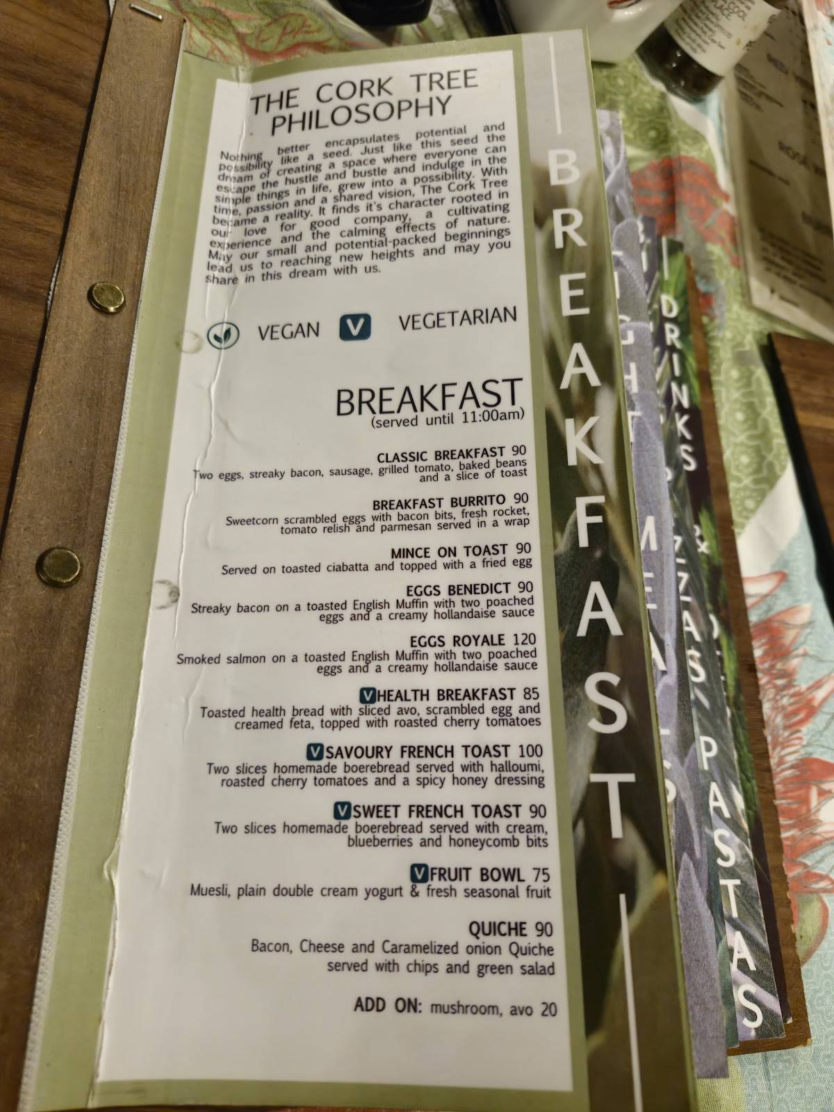 Carta del restaurante The Cork Tree, Krugersdorp