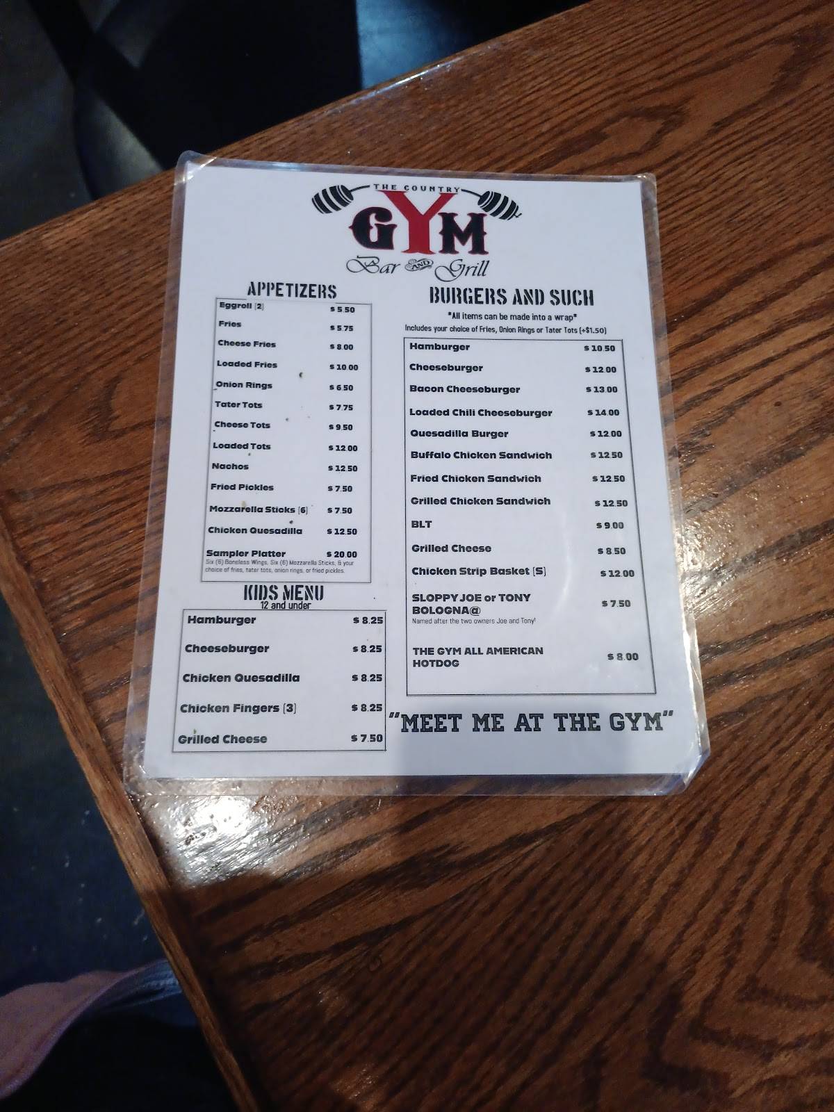 Menu at The Country Gym - Bar and Grill - Brewton, AL, Brewton