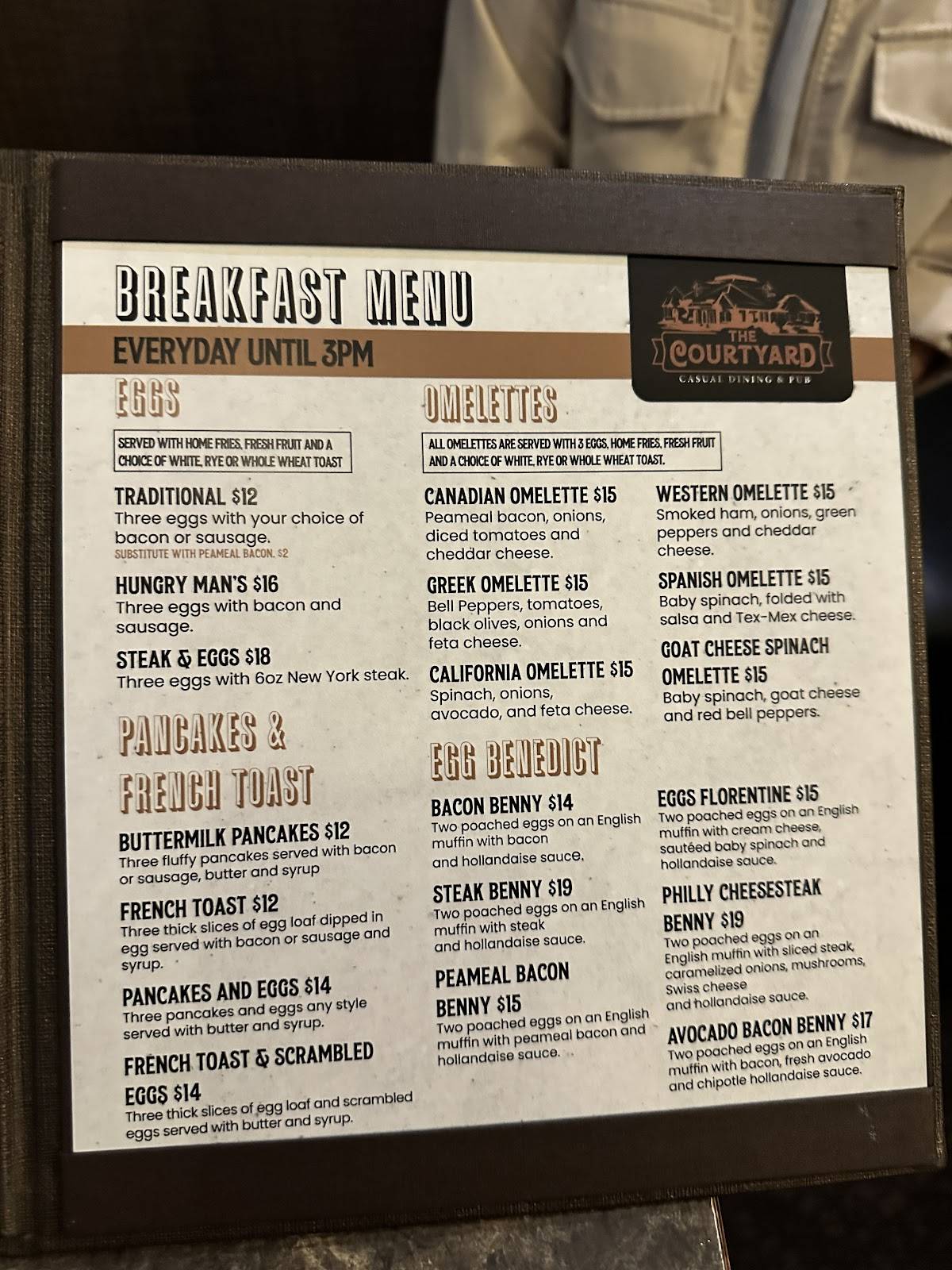Menu at The Courtyard pub & bar, Courtice