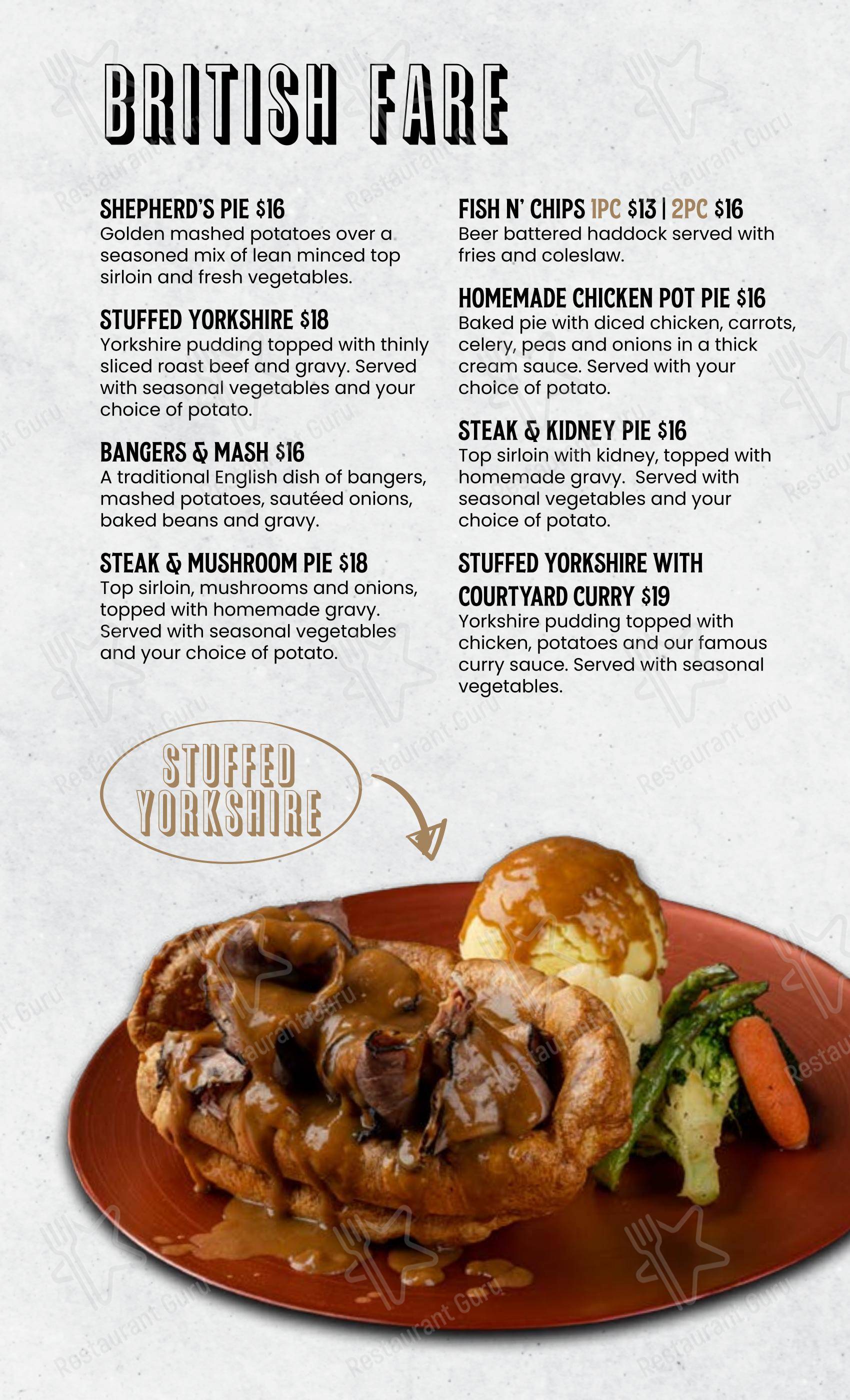 Menu at The Courtyard pub & bar, Courtice