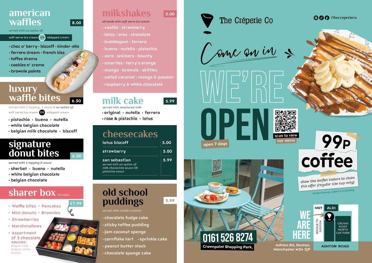 Menu at The Creperie Co restaurant, Manchester