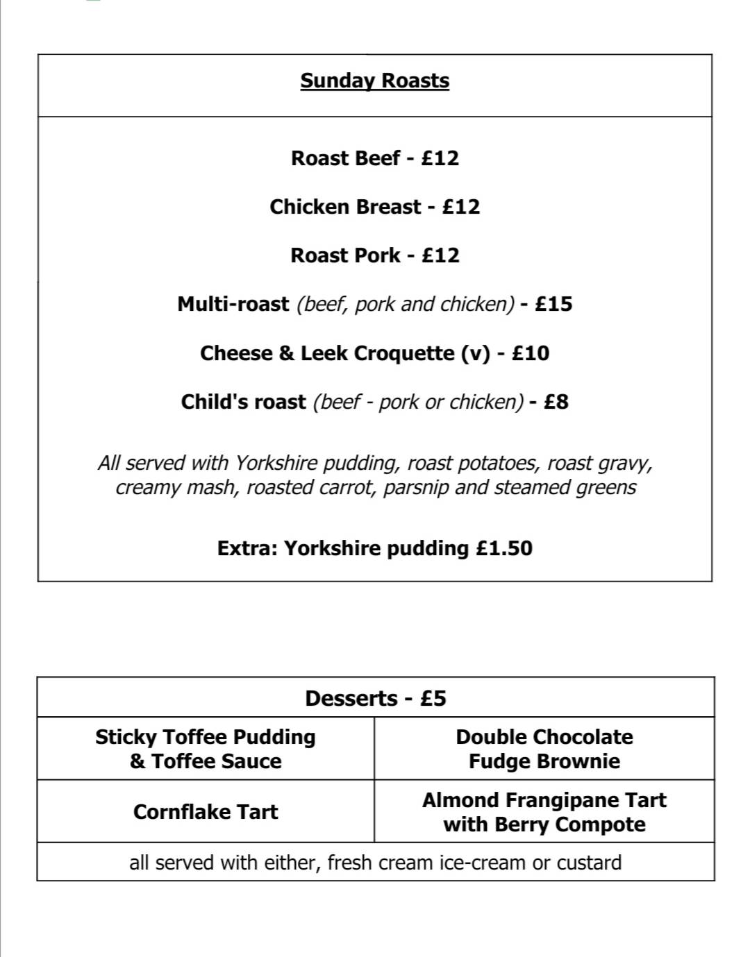 Menu at The Crown at Mickleton pub & bar, Middleton-in-Teesdale, Mickleton