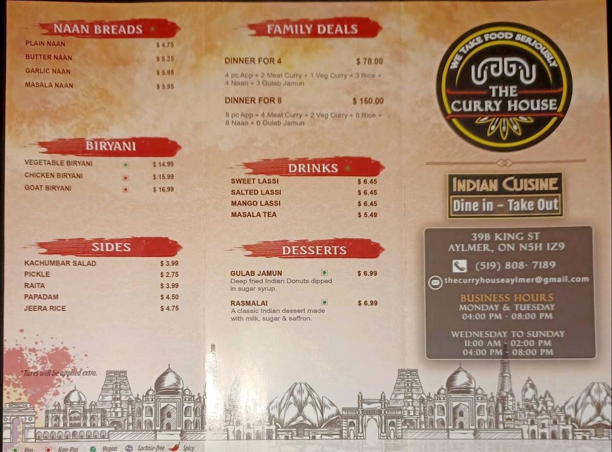 Menu au The Curry house - Aylmer restaurant, Aylmer