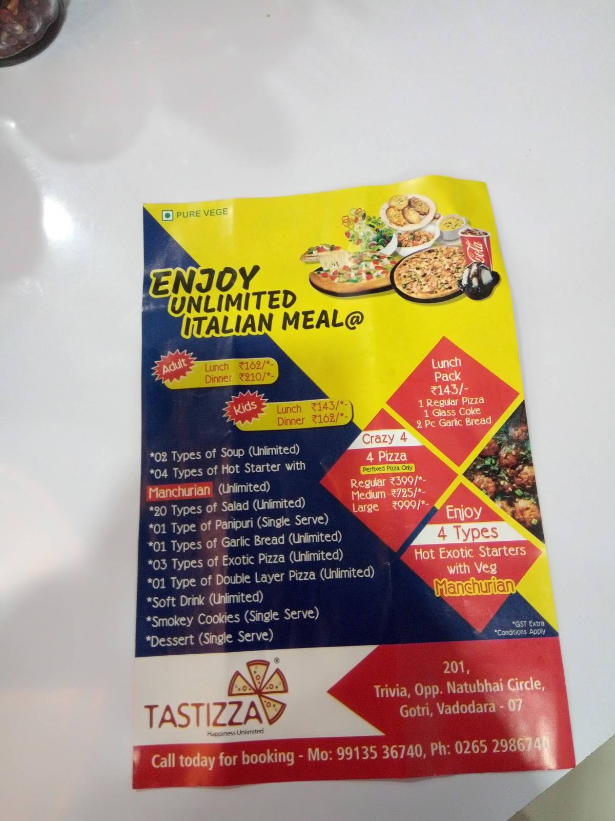 Menu at The D Pizza, Vapi