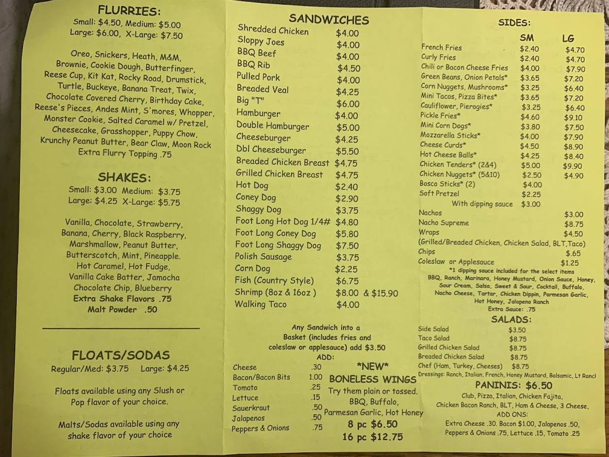 Menu at The Dairy Barn, Forest
