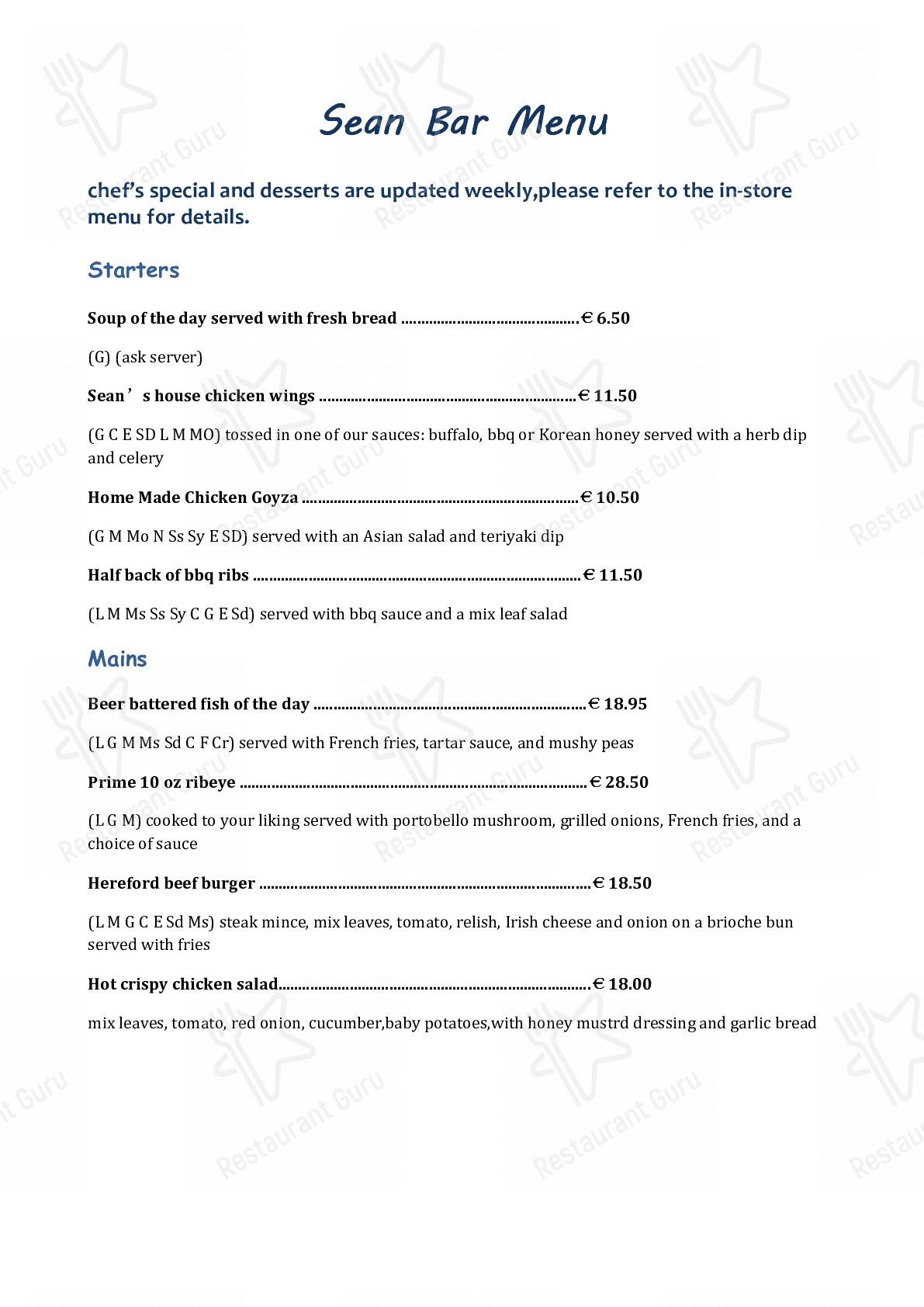 Menu at The Deadman’s Inn pub & bar, Clondalkin, Lucan Rd Old
