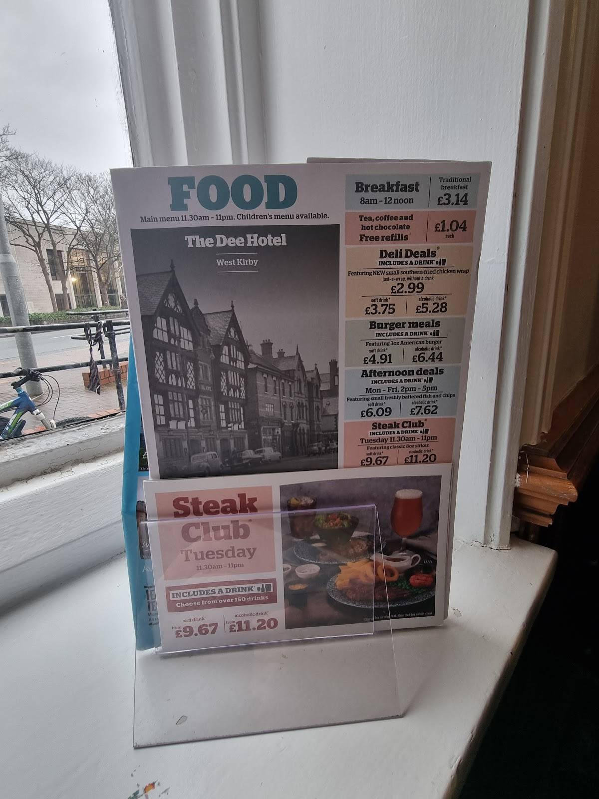 Menu at The Dee Hotel - JD Wetherspoon pub & bar, Birkenhead