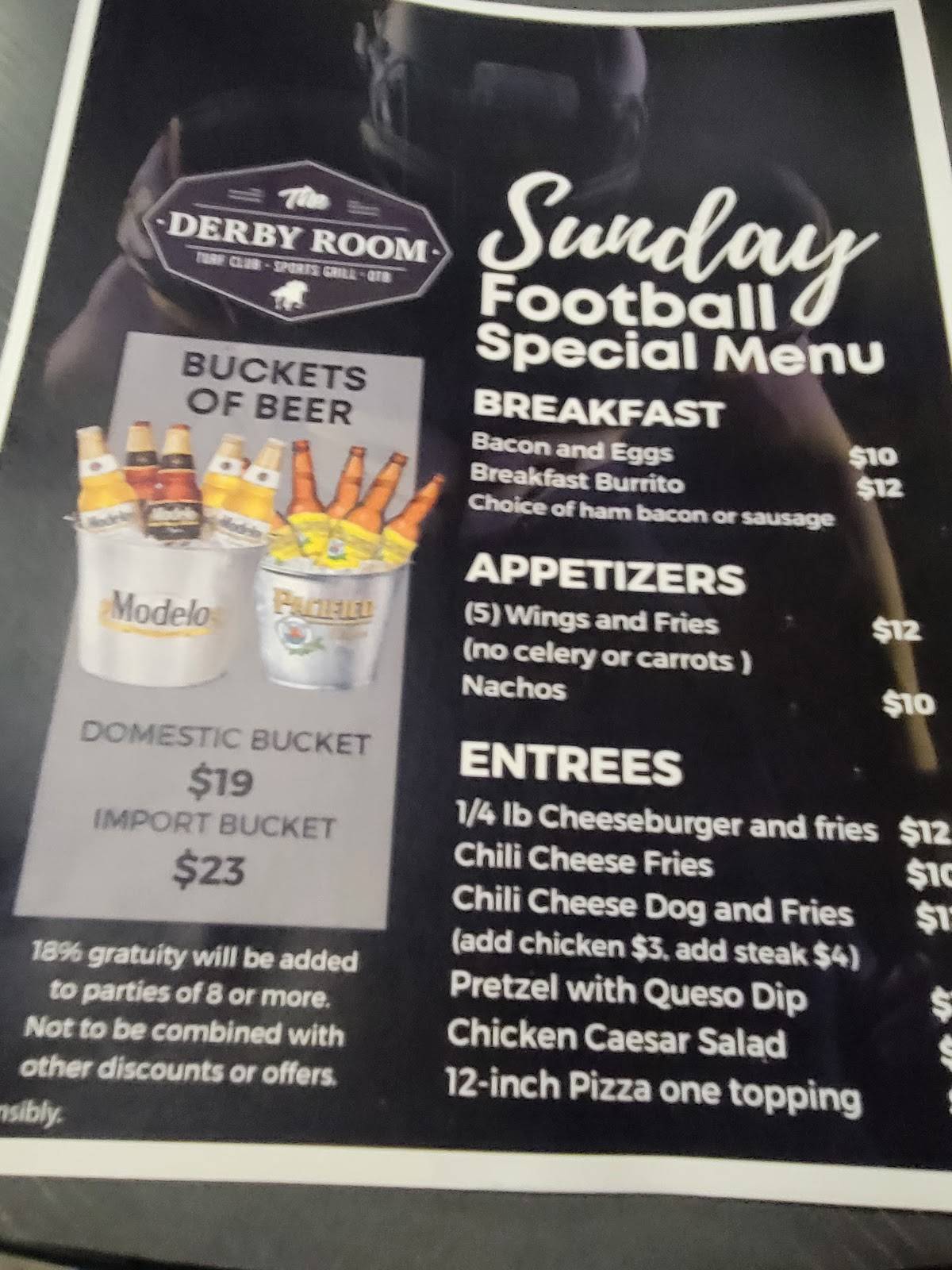 Menu at The Derby Room Perris pub & bar, Perris
