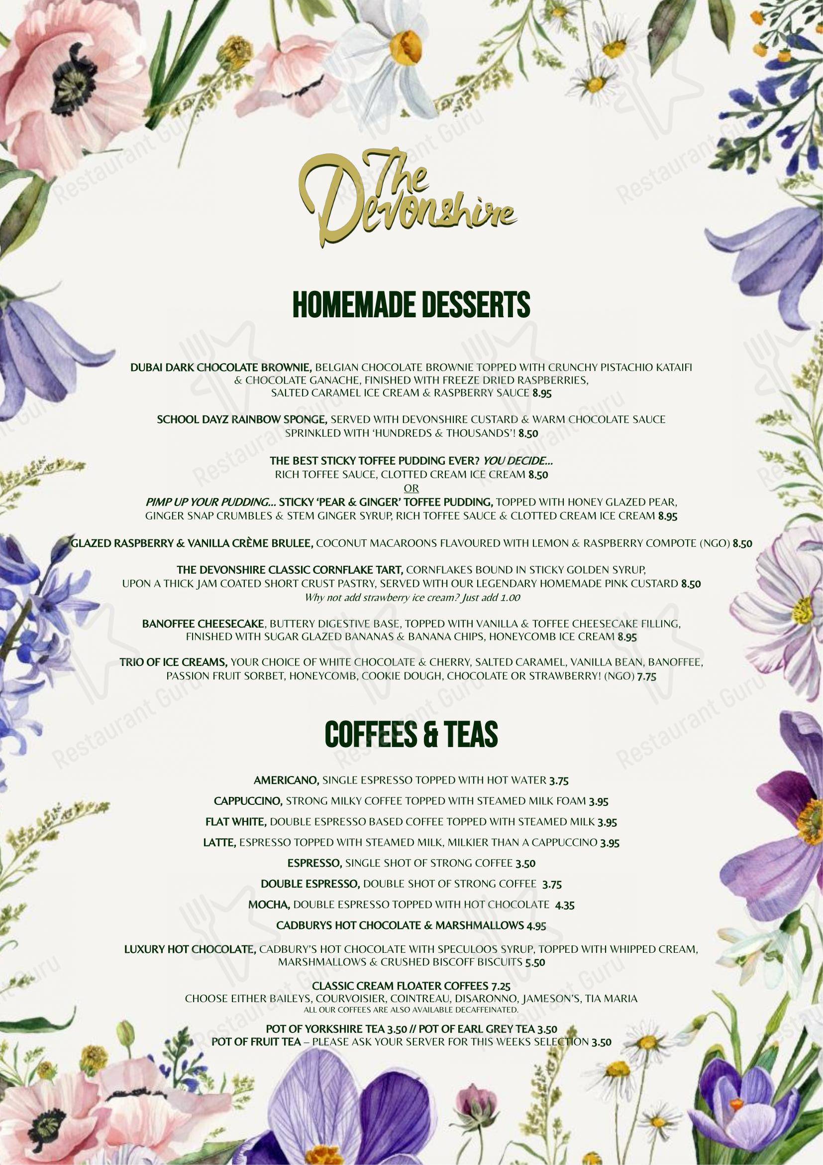 Menu at The Devonshire pub & bar, Nether Langwith, Rectory Rd