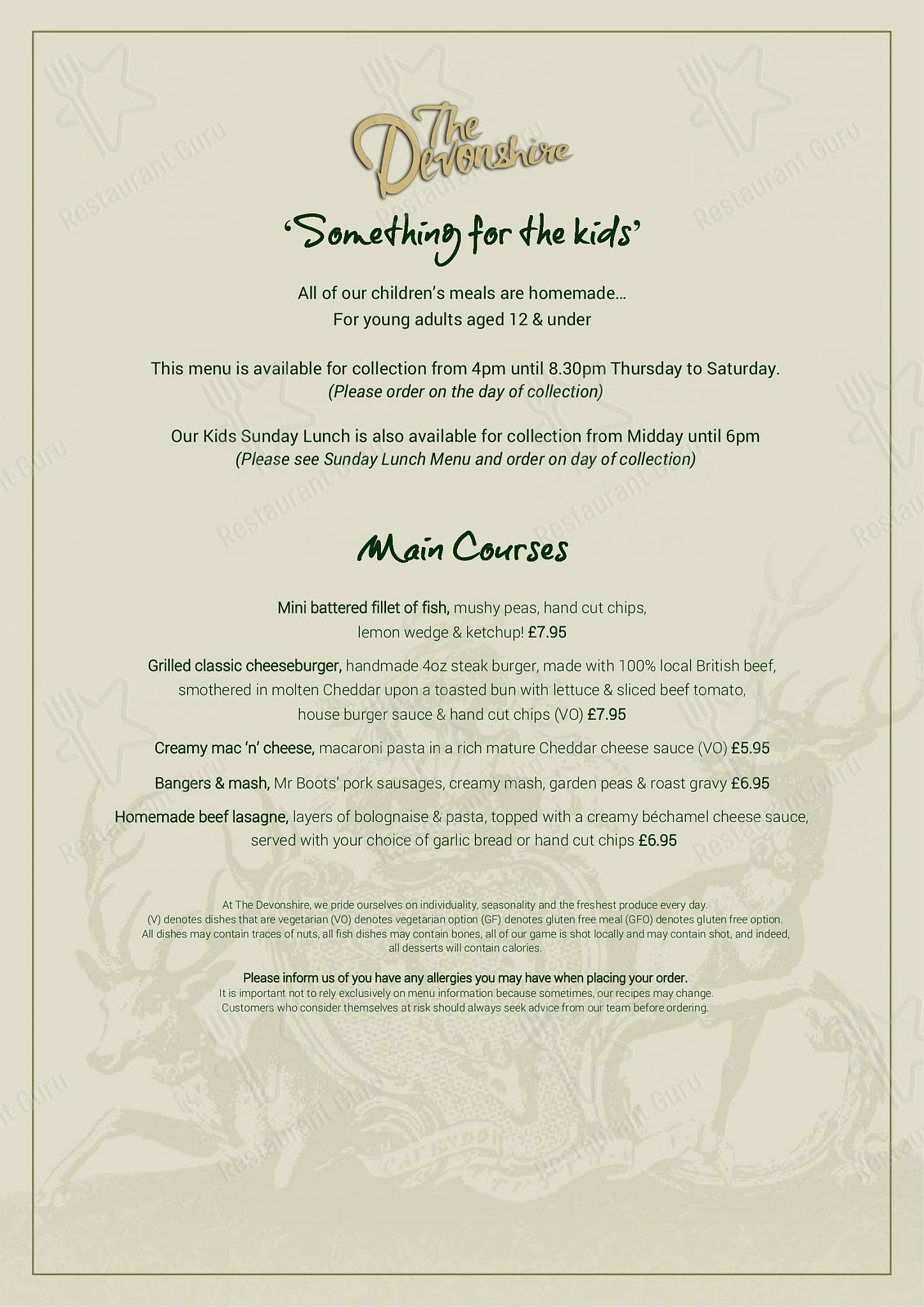 Menu at The Devonshire pub & bar, Nether Langwith, Rectory Rd