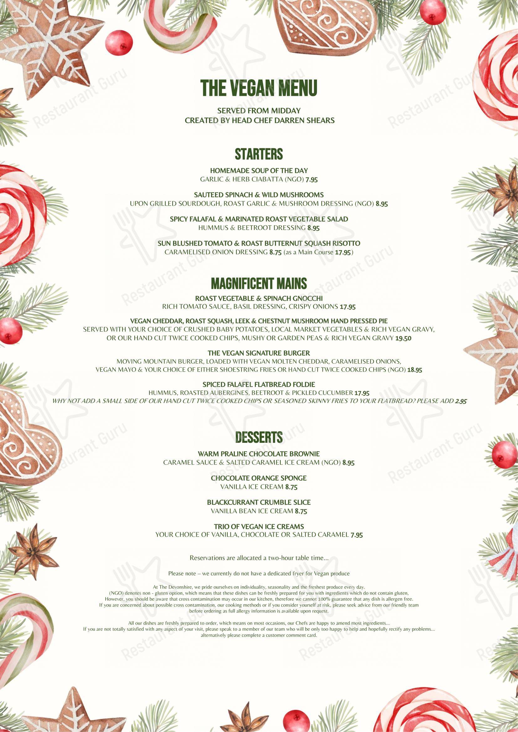 Menu at The Devonshire pub & bar, Nether Langwith, Rectory Rd