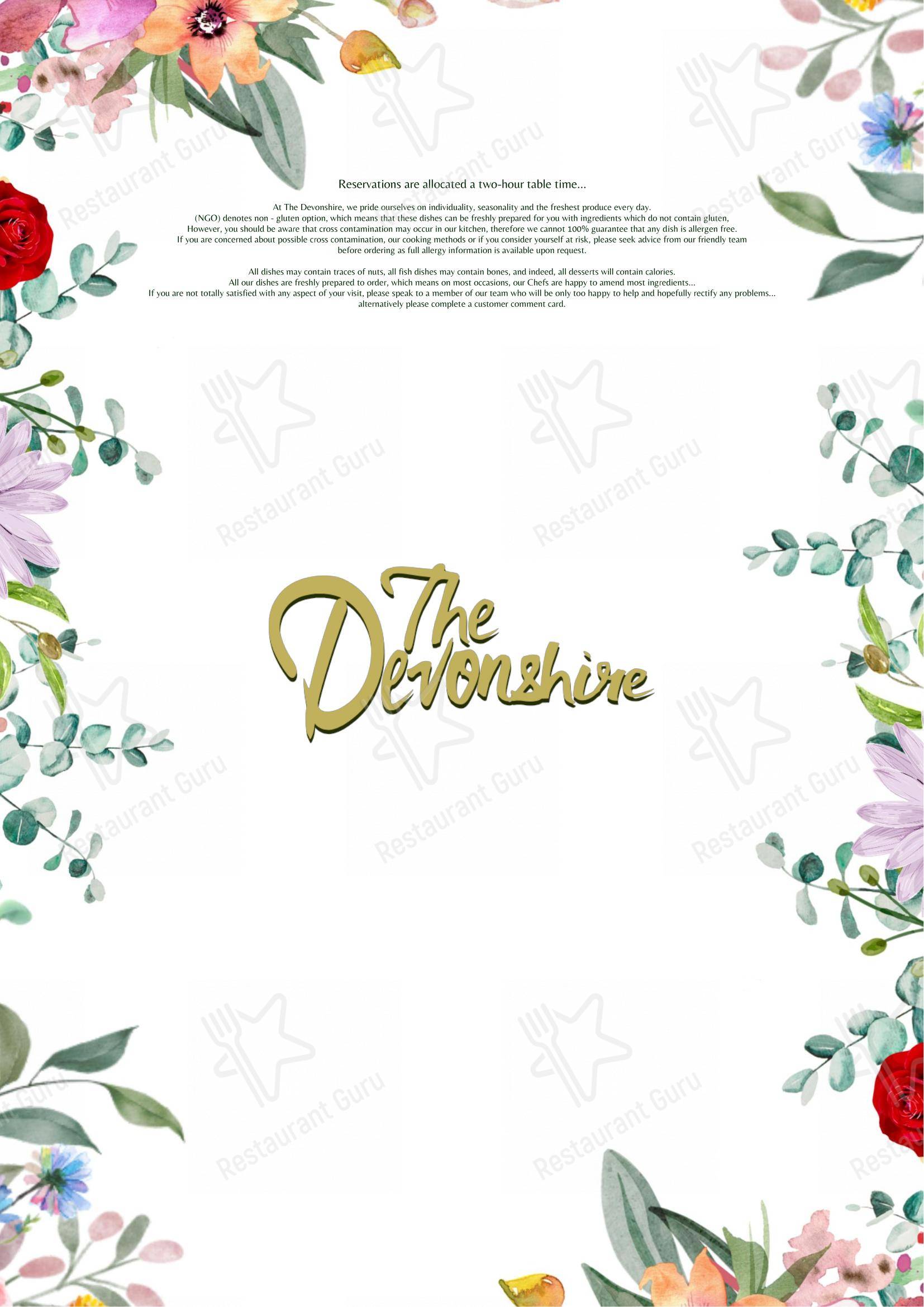 Menu at The Devonshire pub & bar, Nether Langwith, Rectory Rd
