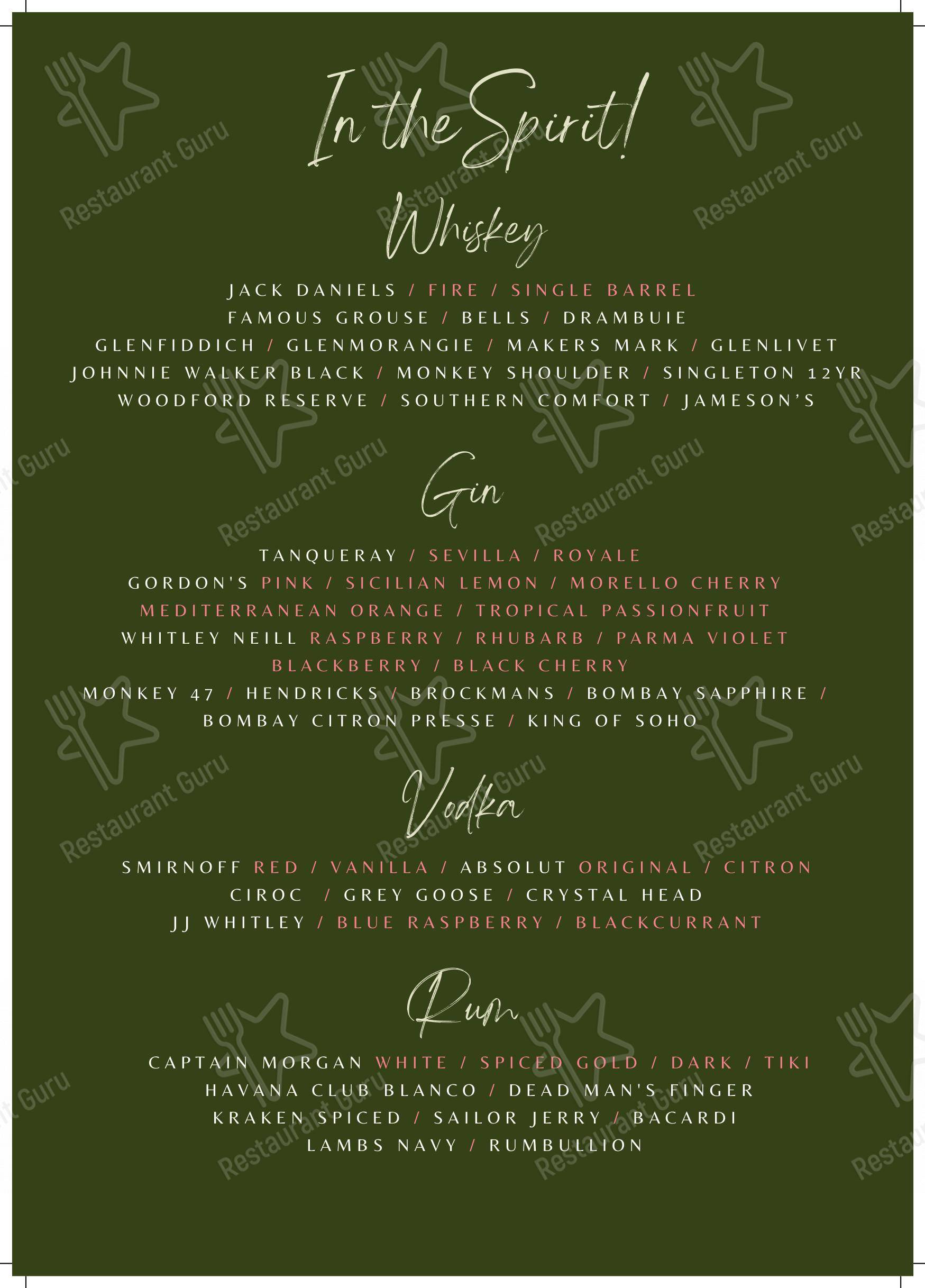 Menu at The Devonshire pub & bar, Nether Langwith, Rectory Rd