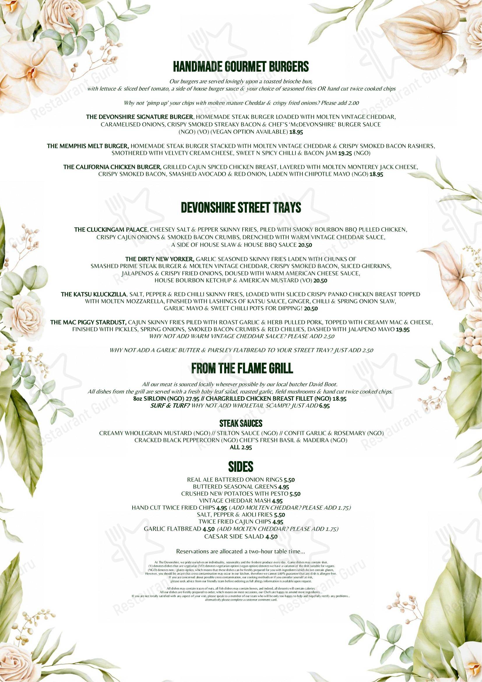 Menu at The Devonshire pub & bar, Nether Langwith, Rectory Rd