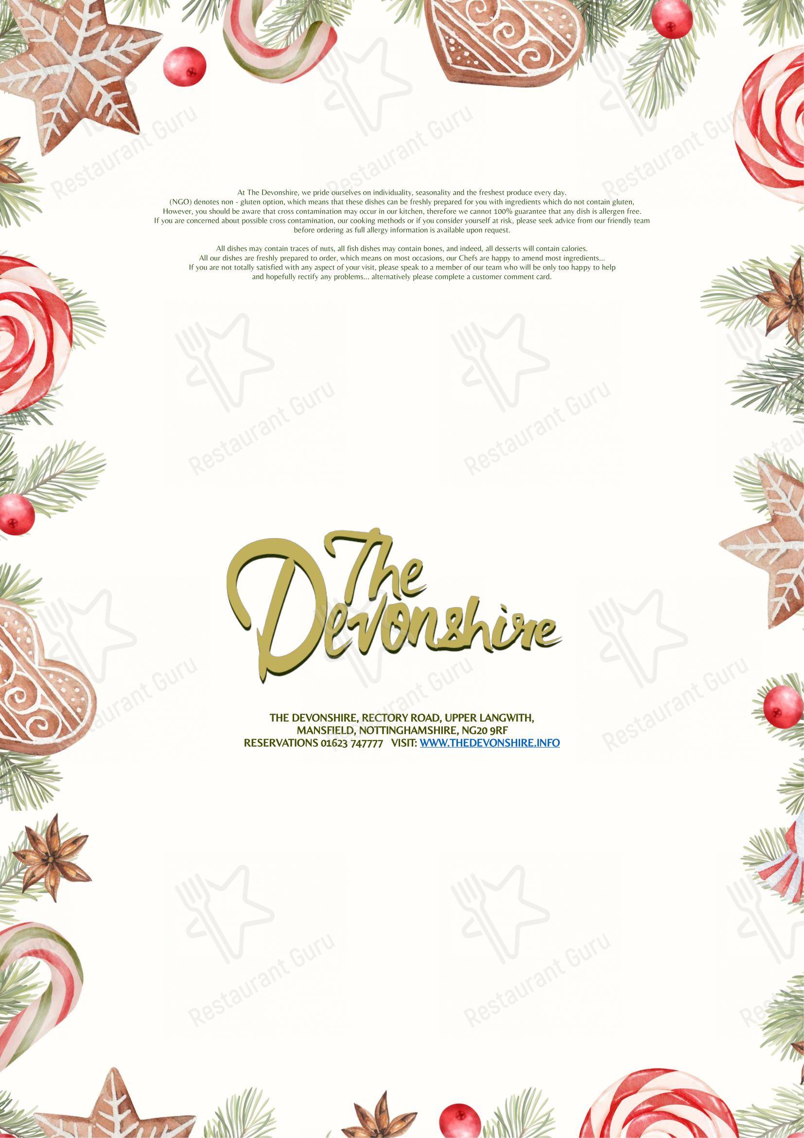Menu at The Devonshire pub & bar, Nether Langwith, Rectory Rd