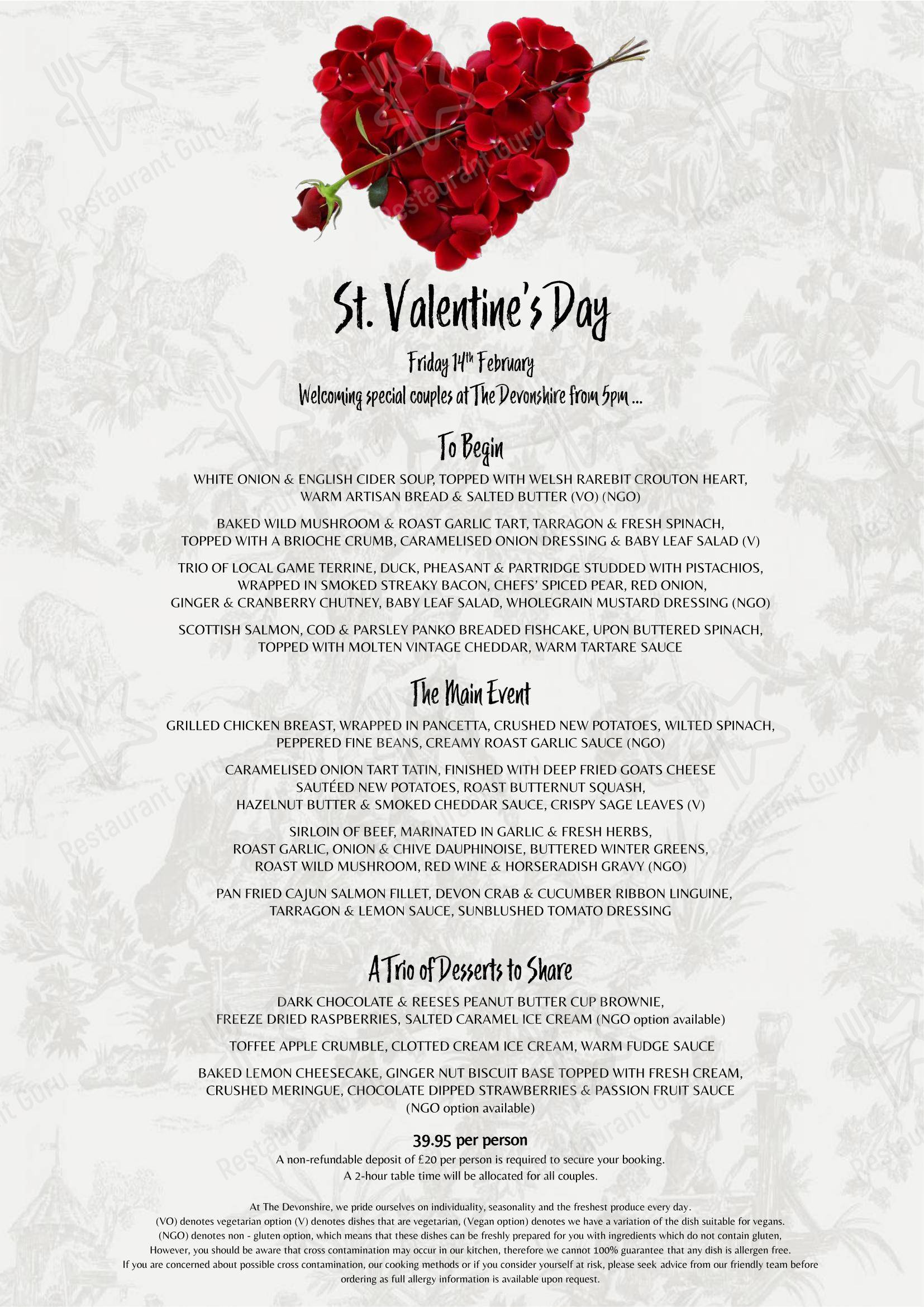 Menu at The Devonshire pub & bar, Nether Langwith, Rectory Rd