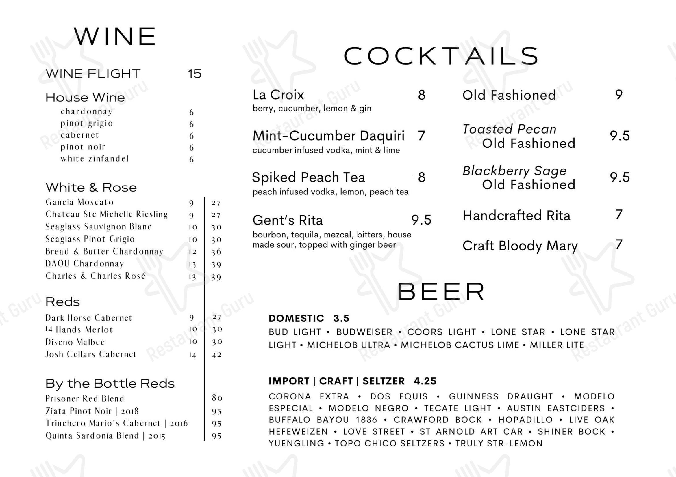 Menu at The Dirty South pub & bar, Angleton