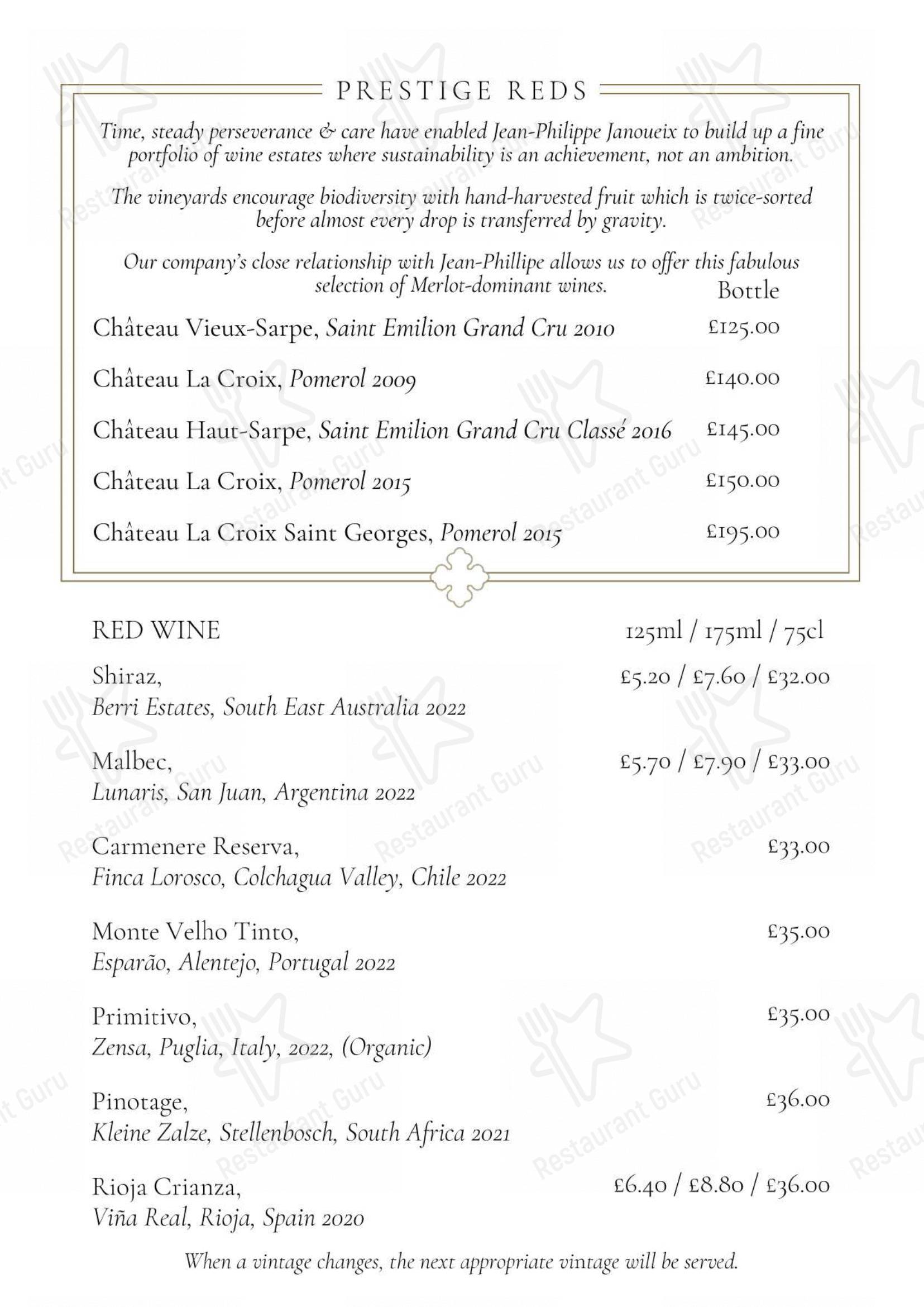 Menu at The Dome pub & bar, Edinburgh, 14 George St