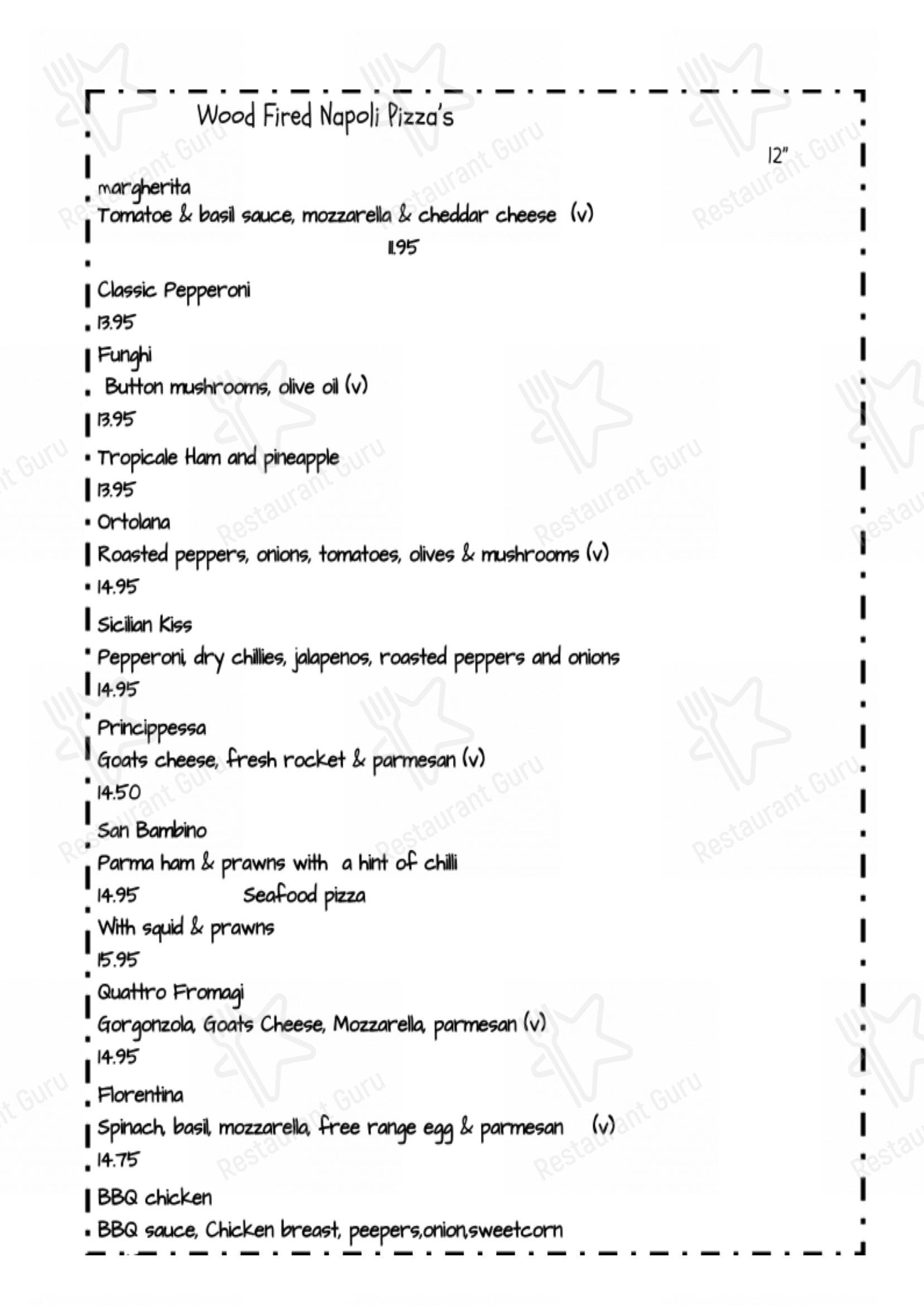 Menu at The Drift restaurant, Bideford